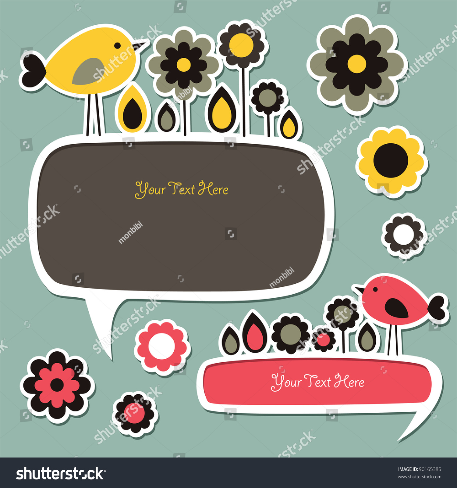 Cute Frame Design Bird Vector Illustration: เวกเตอร์สต็อก (ปลอดค่า ...