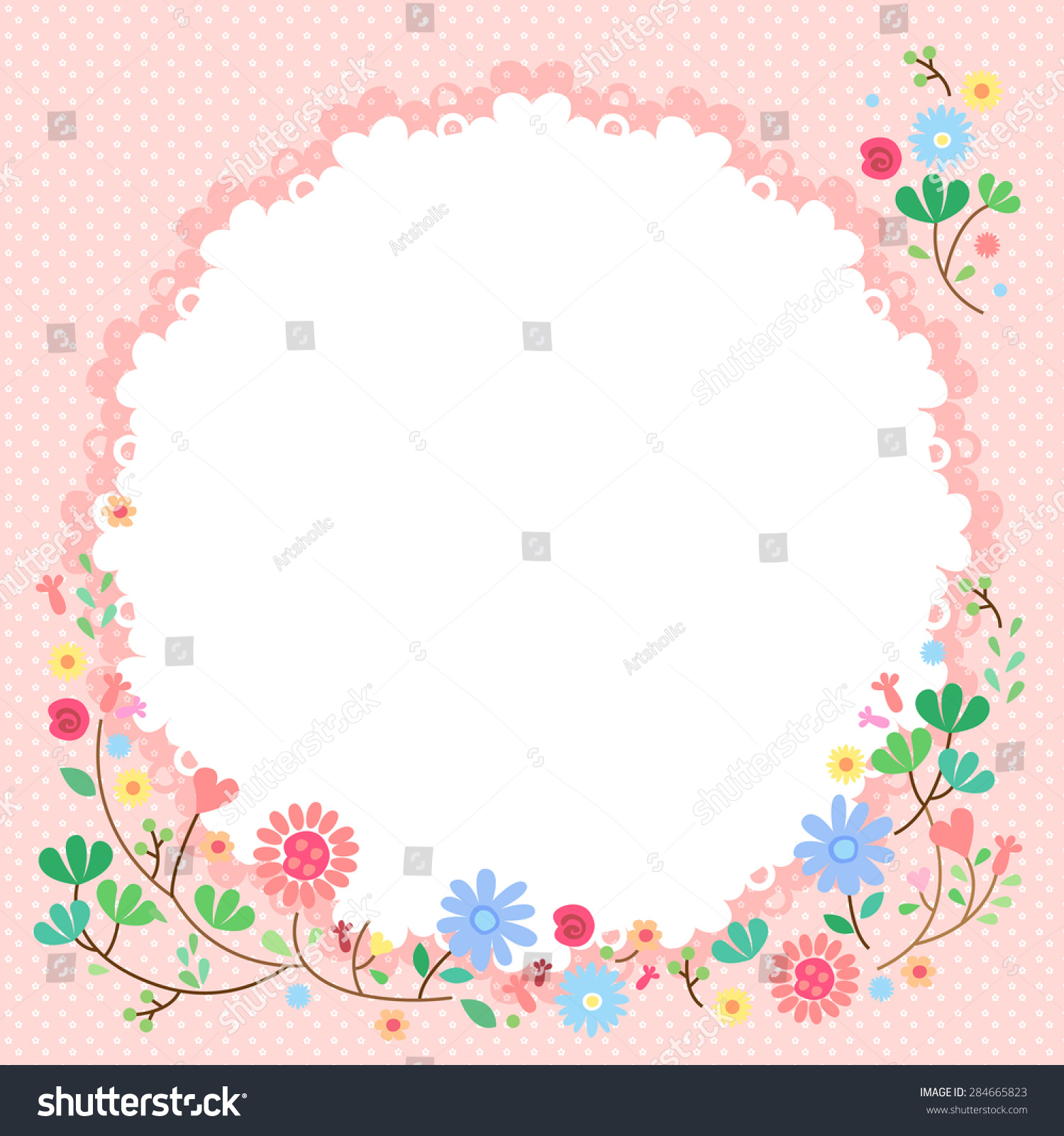 Cute Frame Vector Decoration Flower Frame Stock Vector (Royalty Free ...