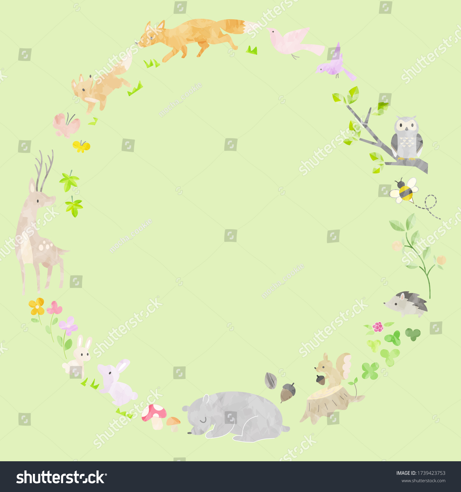 Cute Frame Forest Animals Stock Vector (Royalty Free) 1739423753 ...