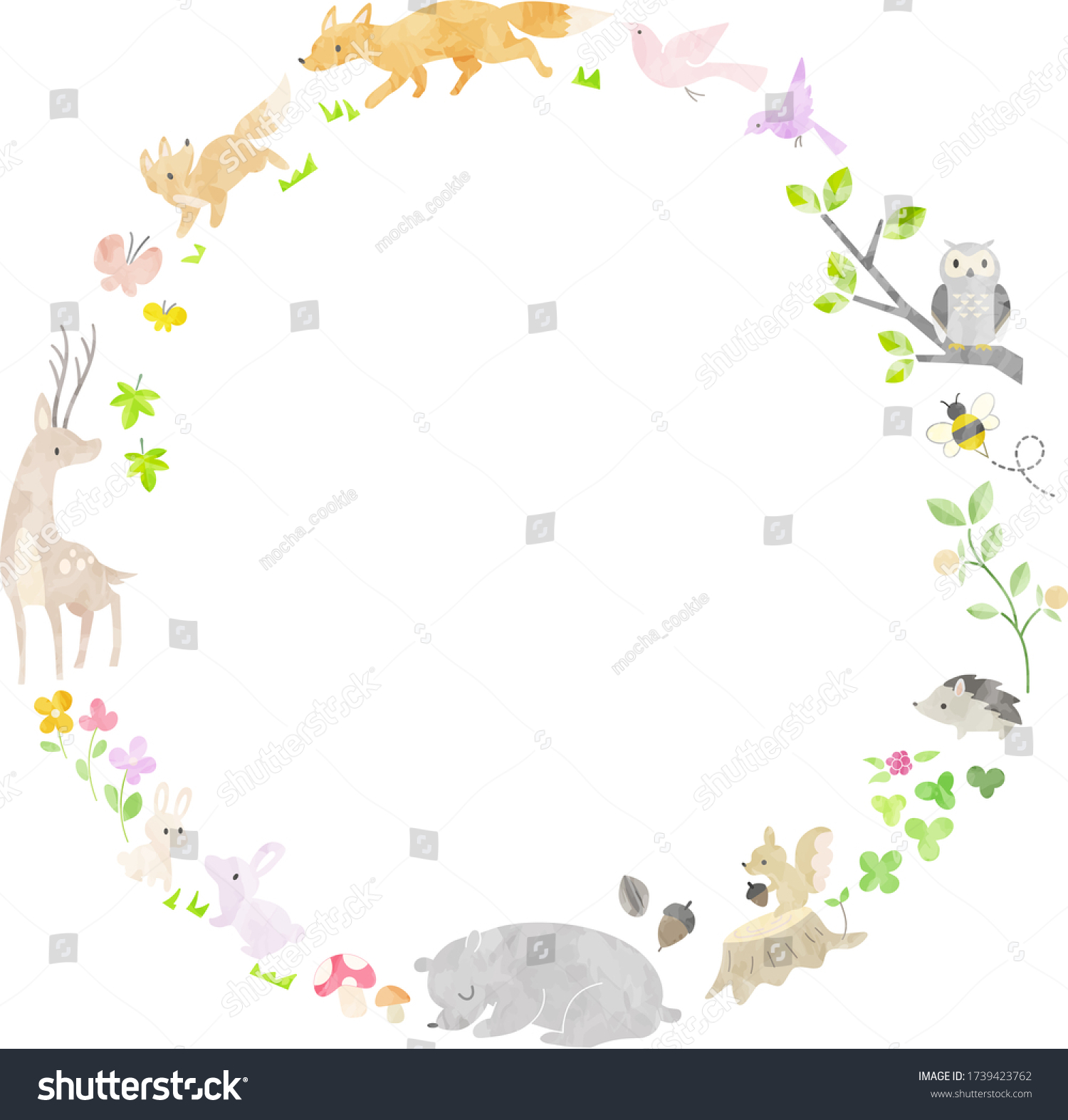 Cute Frame Forest Animals Stock Vector (Royalty Free) 1739423762