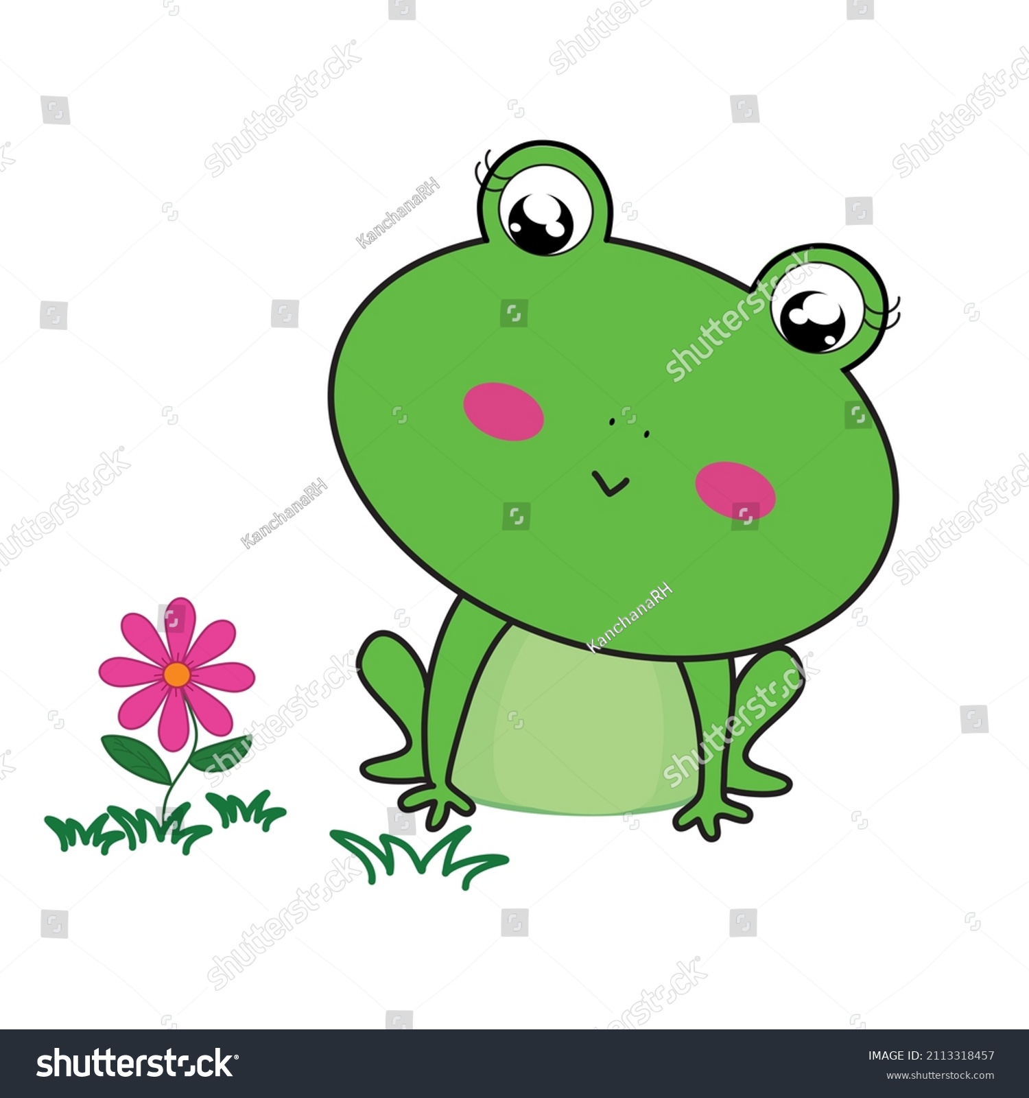 Cute Frog Flower Vector Illustration Stock Vector (Royalty Free ...
