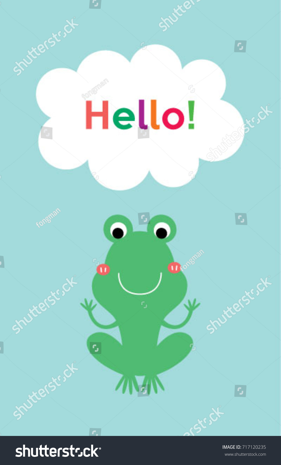Cute Frog Greeting Vector Stock Vector (Royalty Free) 717120235 ...