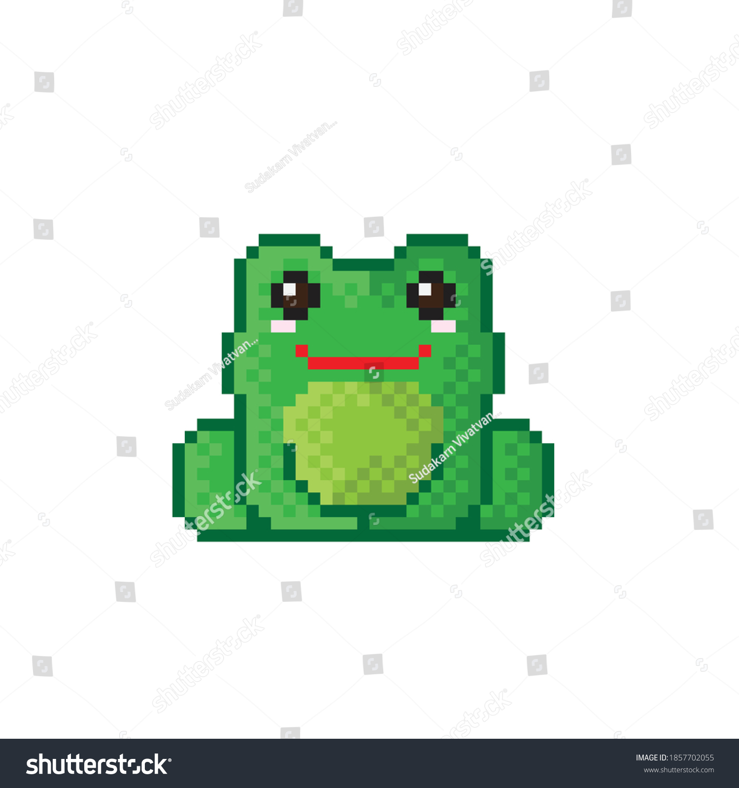 Vektor Stok Cute Frog Pixel Art Vector Picture (Tanpa Royalti ...