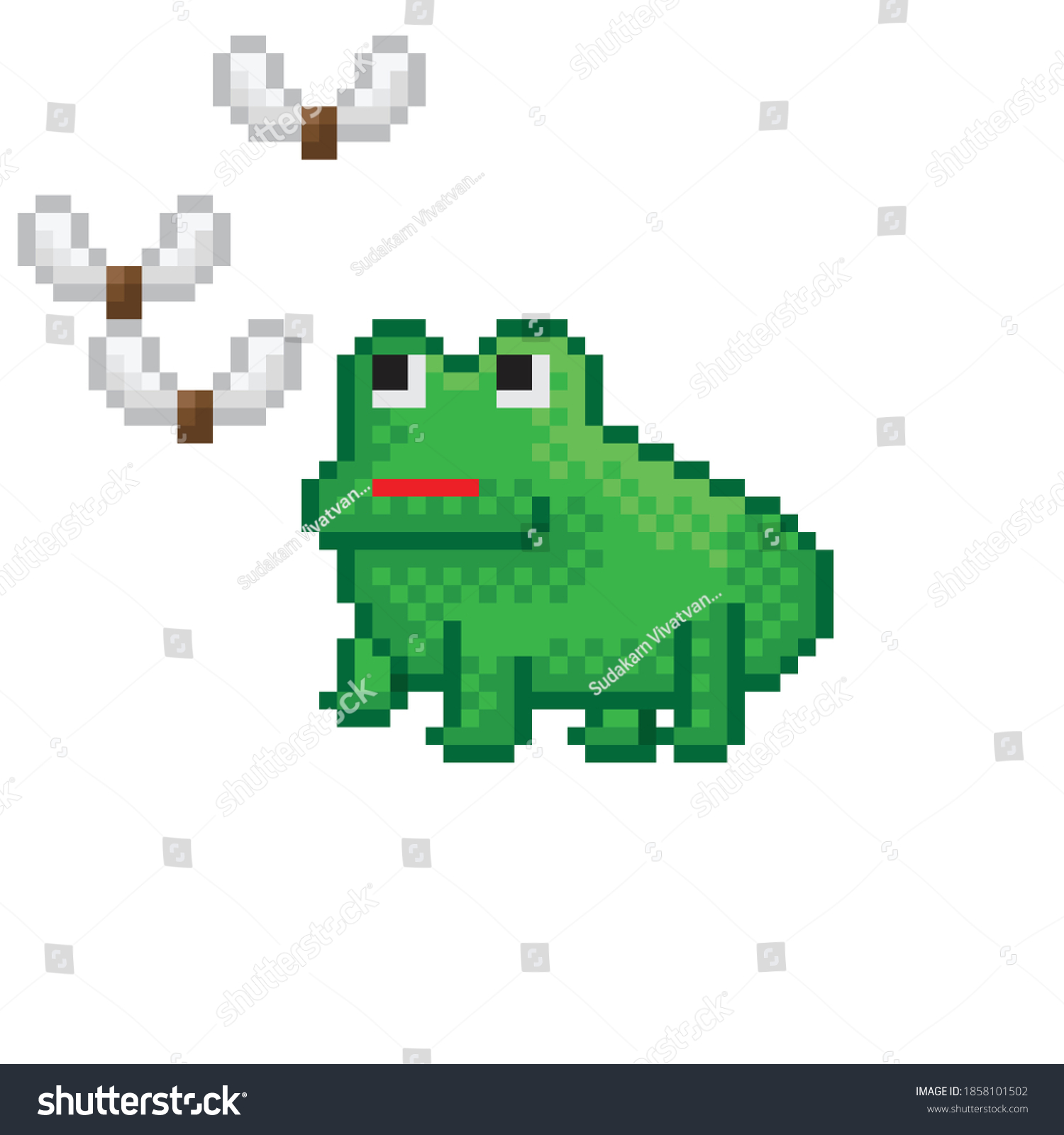 Cute Frog Pixel Art Vector Picture Stock-vektor (royaltyfri) 1858101502 ...