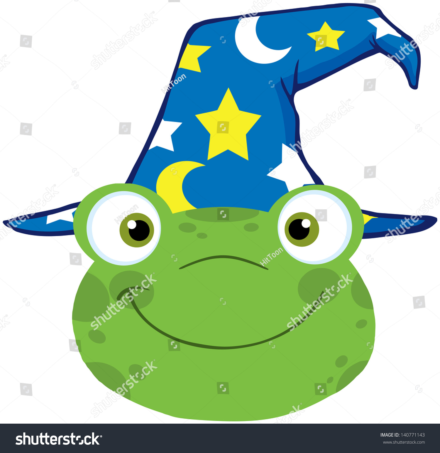 Cute Frog Smiling Head Wizard Hat Stock Vector (Royalty Free) 140771143 ...