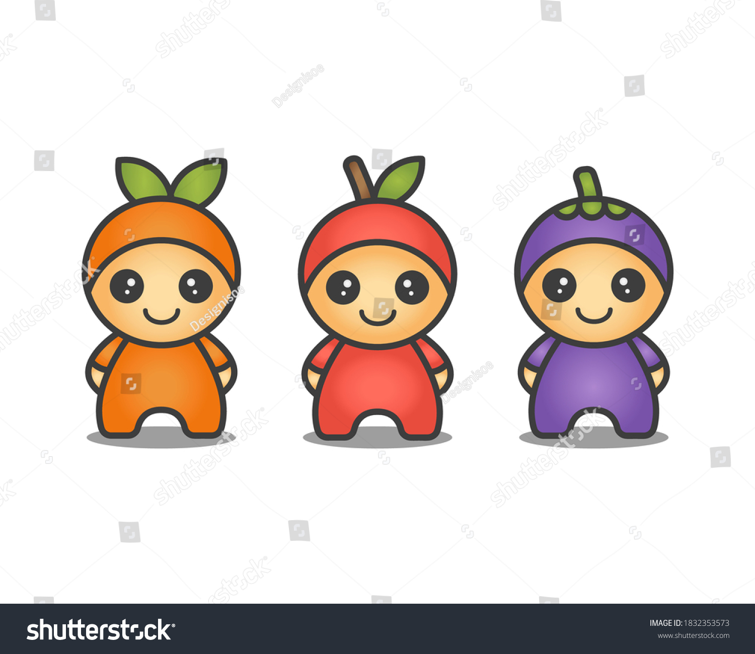 Cute Fruit Mascot Vector Design Stock Vector (Royalty Free) 1832353573