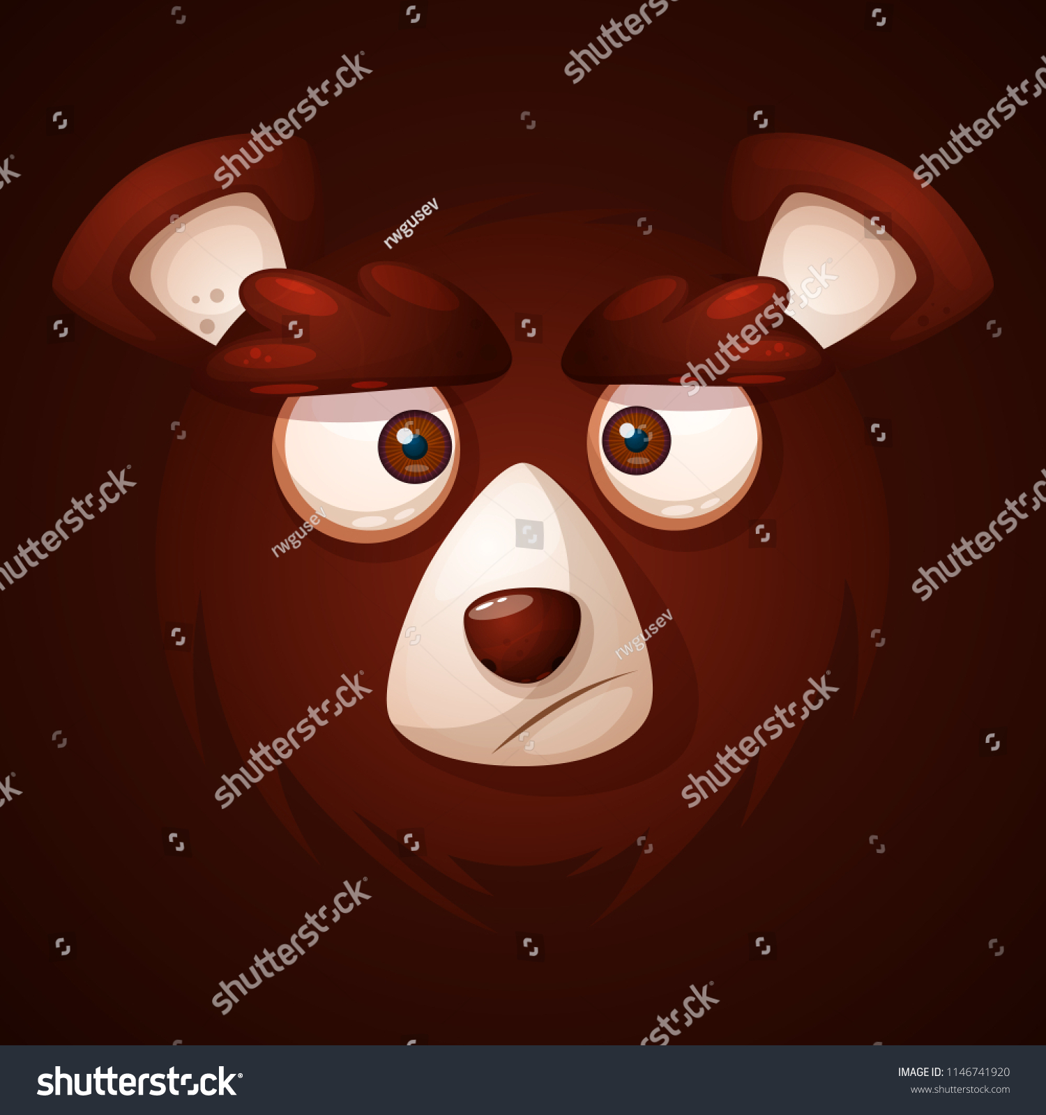 Cute Funny Crazy Cartoon Face Bear Stock Vector (Royalty Free ...