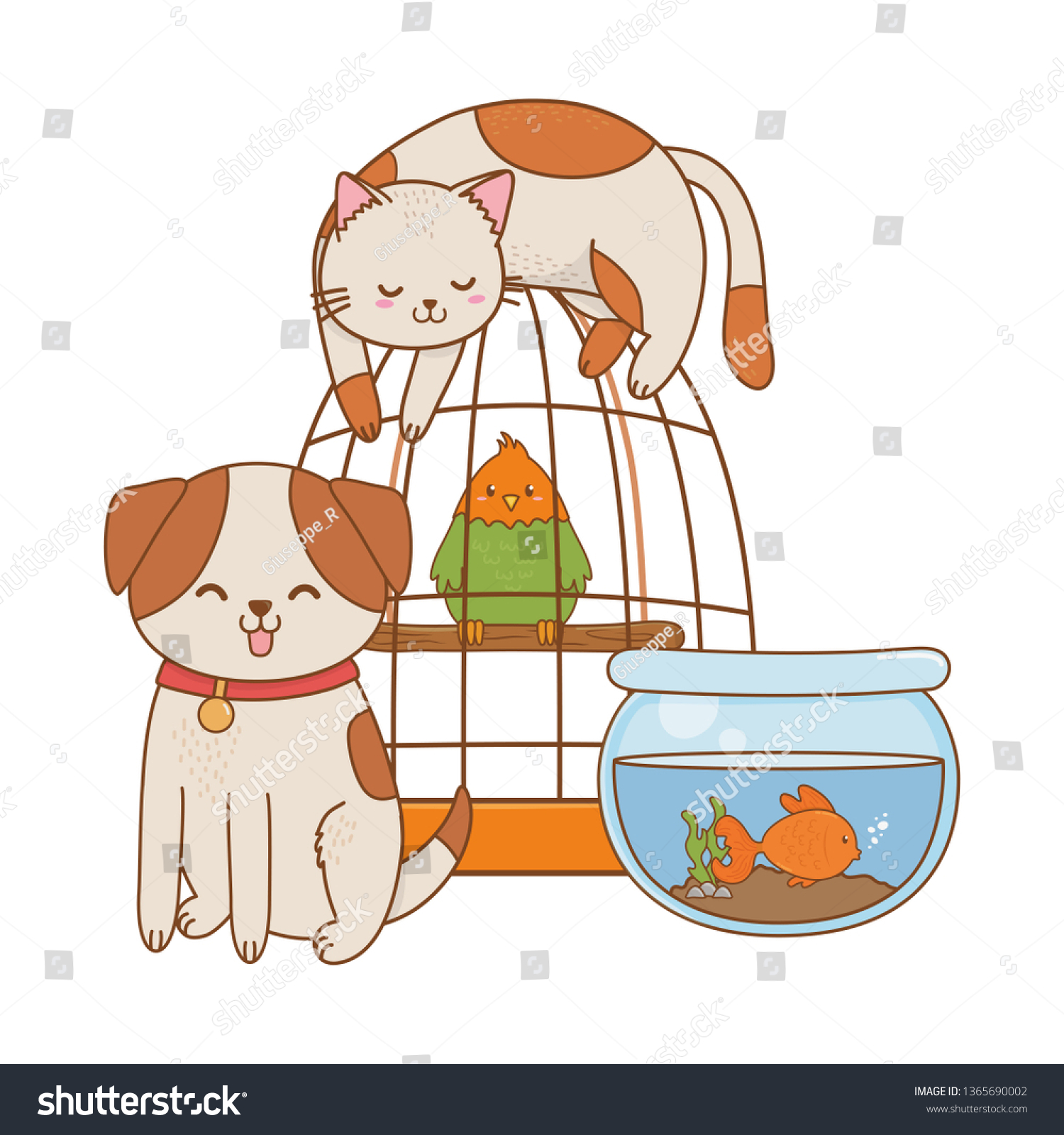 Cute Funny Pets Cartoon Stock Vector (Royalty Free) 1365690002 ...