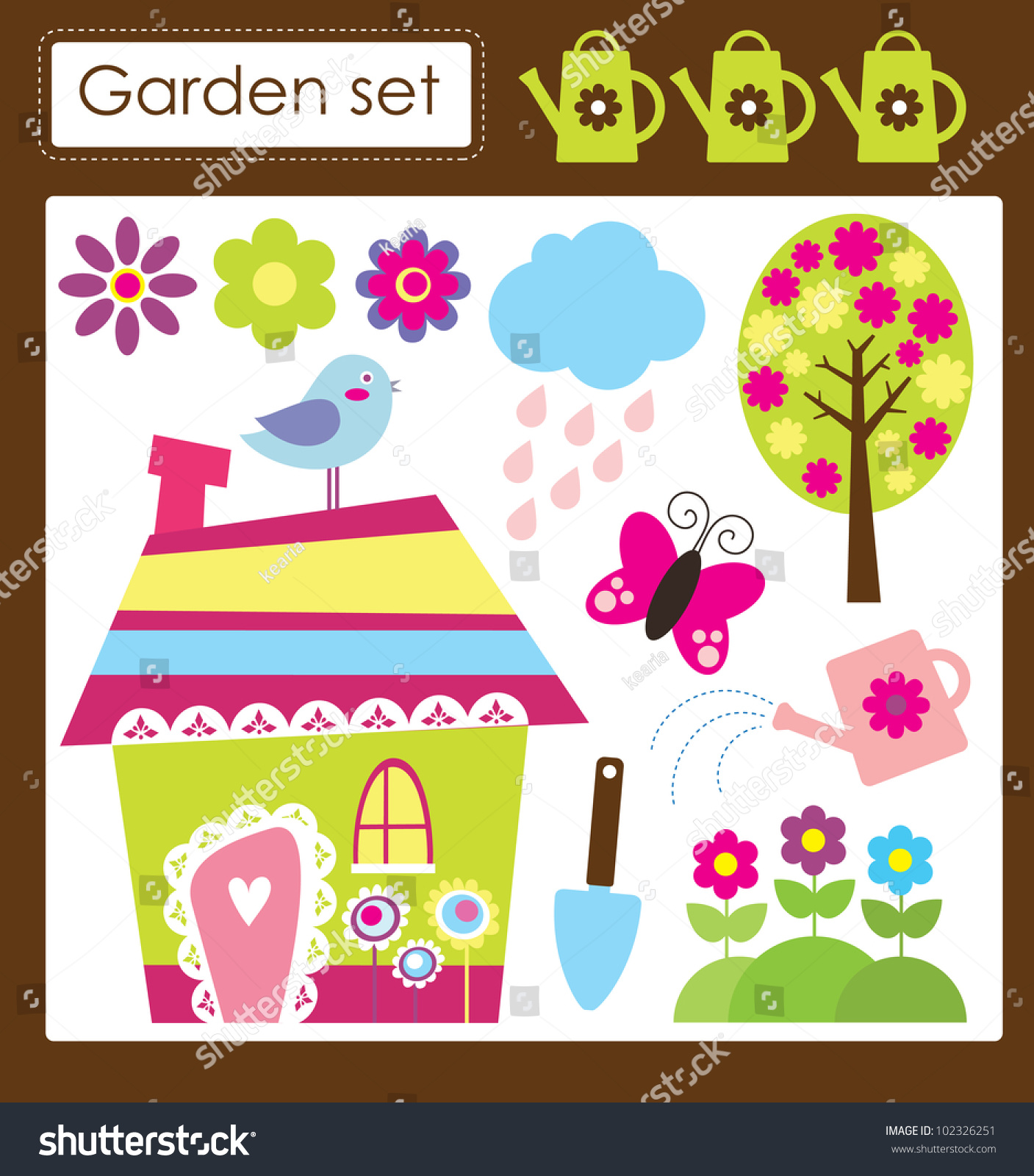 Cute Garden Set. Vector Illustration - 102326251 : Shutterstock