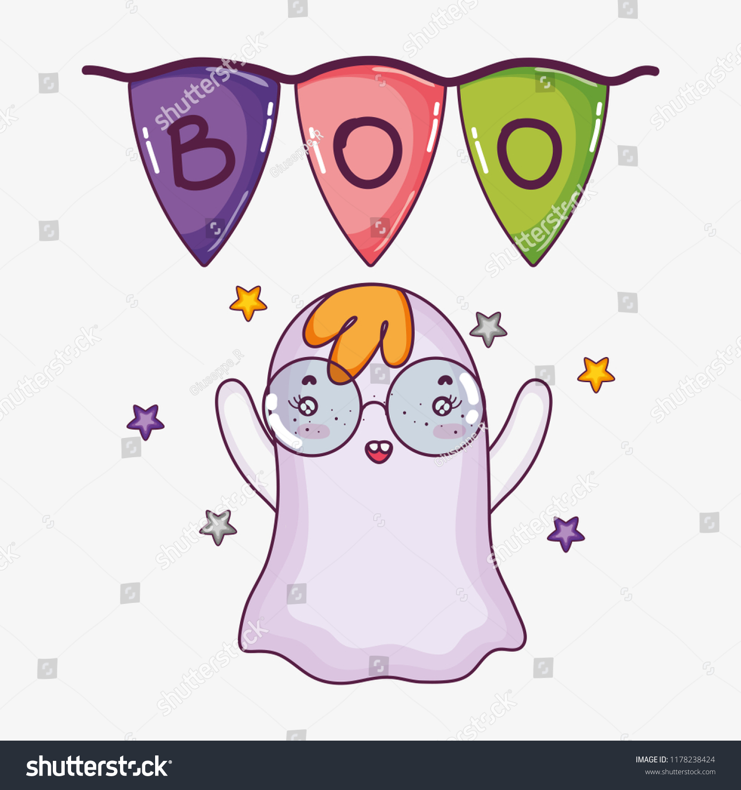 Cute Ghost Halloween Cartoon Stock Vector (Royalty Free) 1178238424 ...