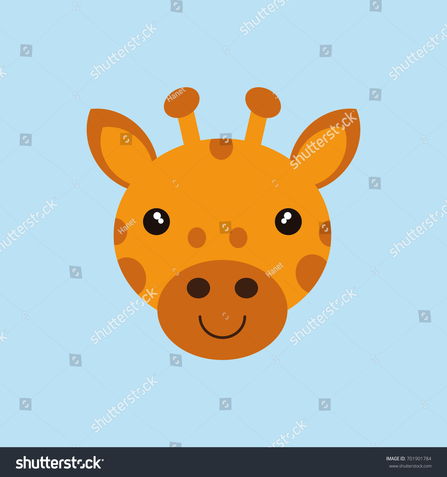 Cute Giraffe Cartoon Face Vector Stock Vector (Royalty Free) 701901784