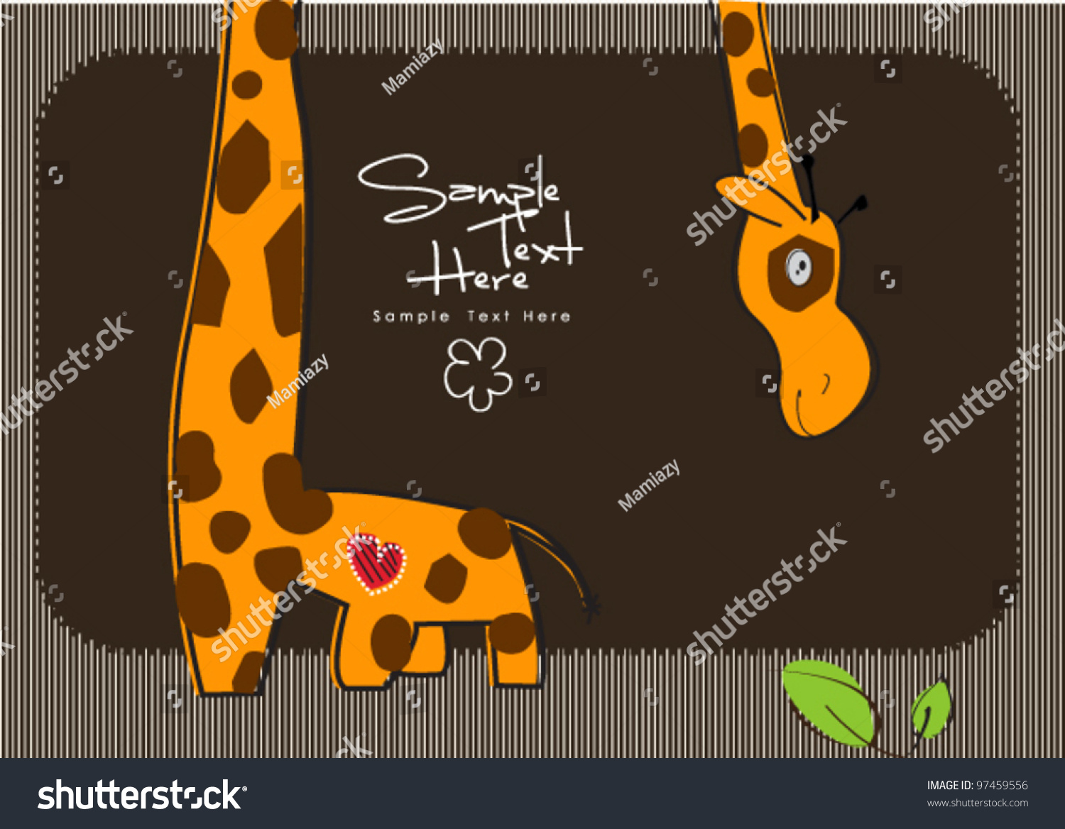 Cute Giraffe Greeting Card Stock Vector (Royalty Free) 97459556 ...