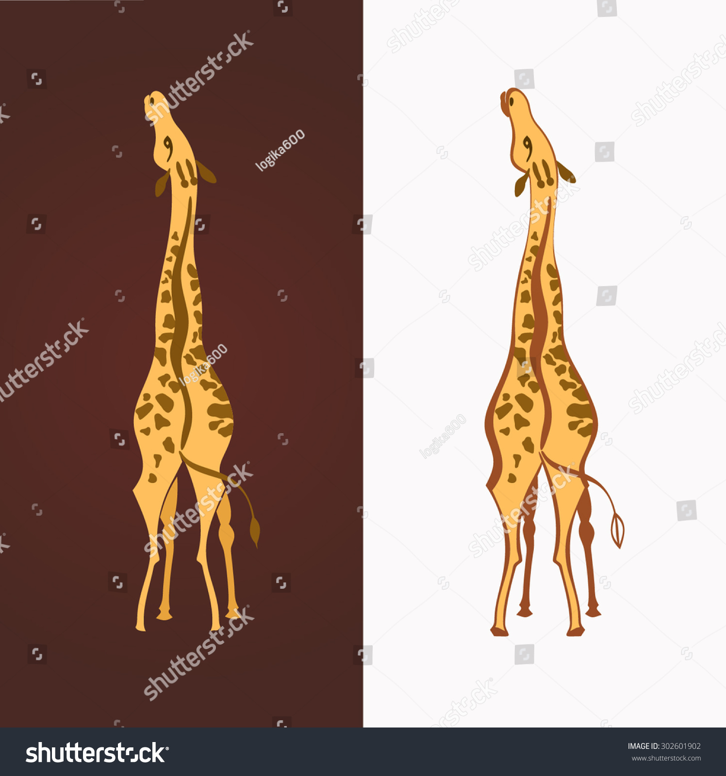 Cute Giraffe Rear View Vector Illustration Stock Vector (Royalty Free ...