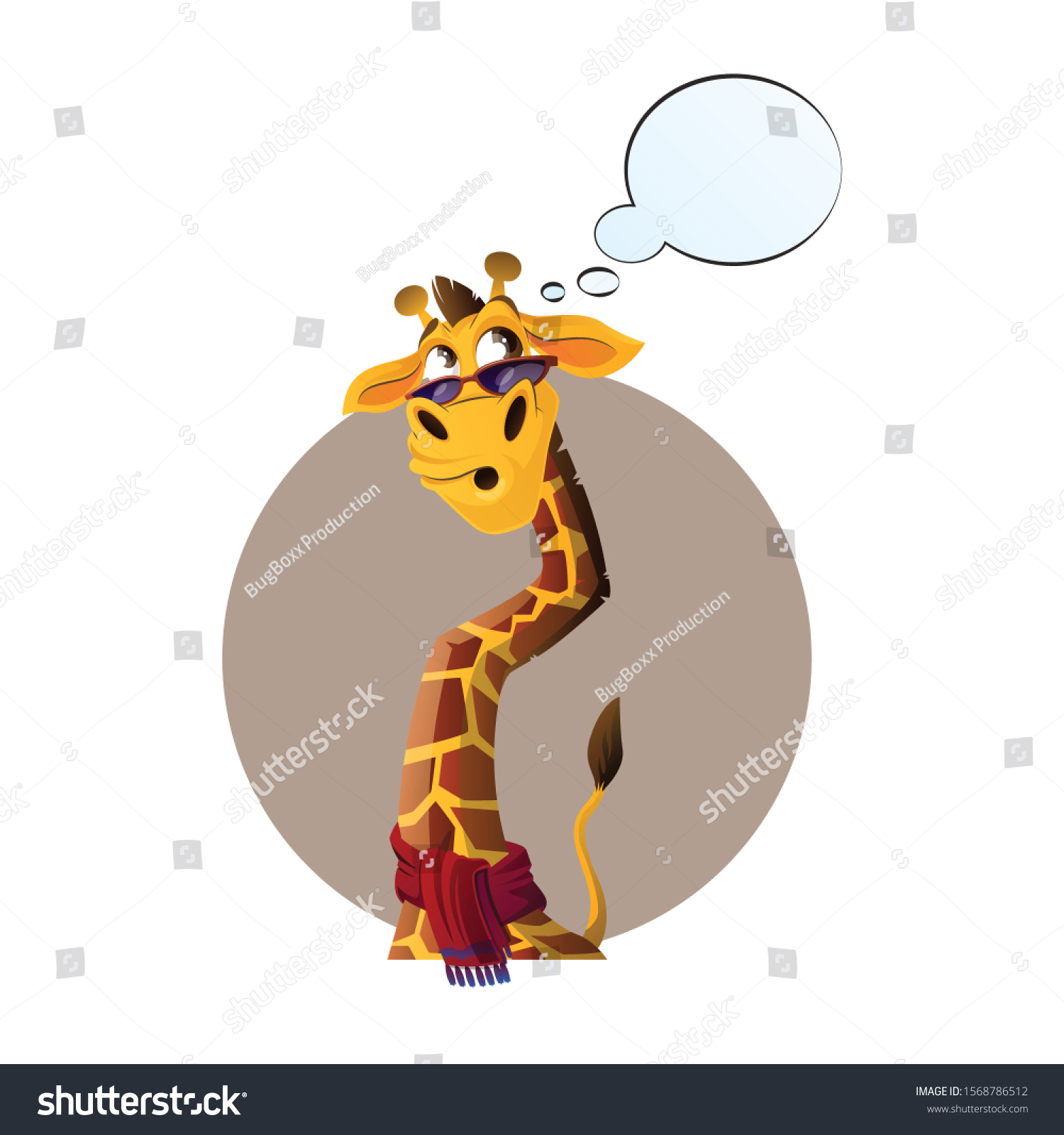 Cute Giraffe Thinking About Something Vector Stock Vector (Royalty Free) 1568786512