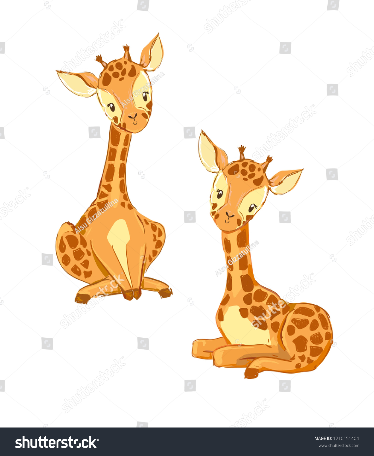Cute Giraffe Vector Illustration: เวกเตอร์สต็อก (ปลอดค่าลิขสิทธิ์ ...