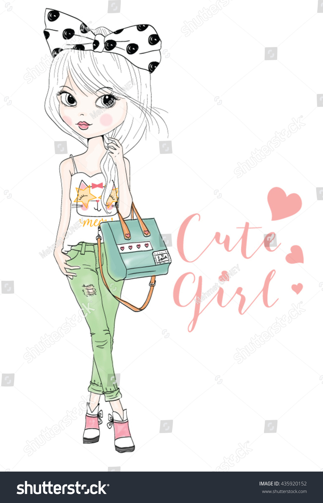 linda chica: vector de stock (libre de regalías) 435920152
