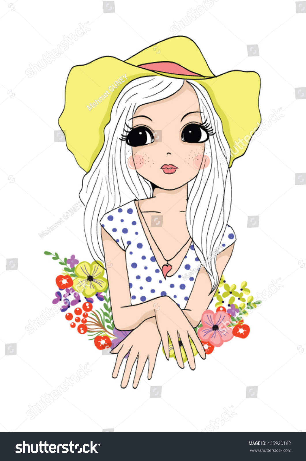 linda chica: vector de stock (libre de regalías) 435920182