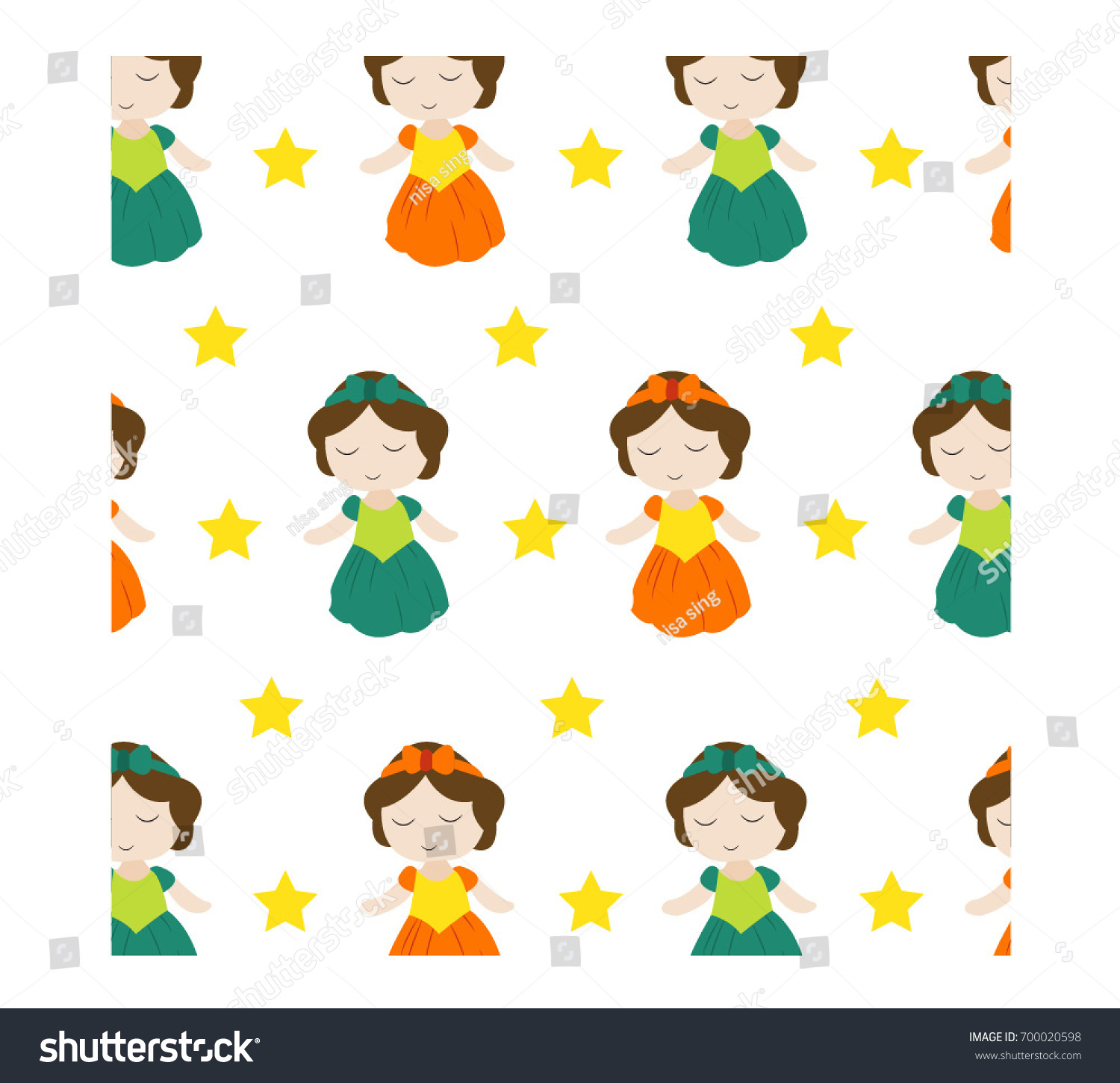 Cute Girl Pattern Background Stock Vector (Royalty Free) 700020598 ...
