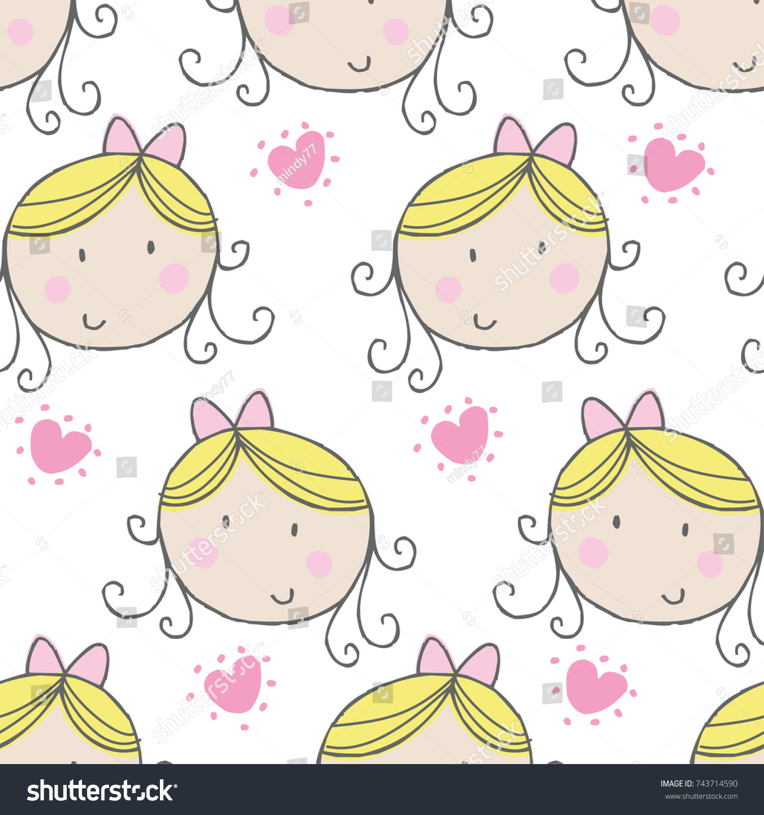 Cute Girl Pattern Vector Illustration Stock Vector (Royalty Free) 743714590