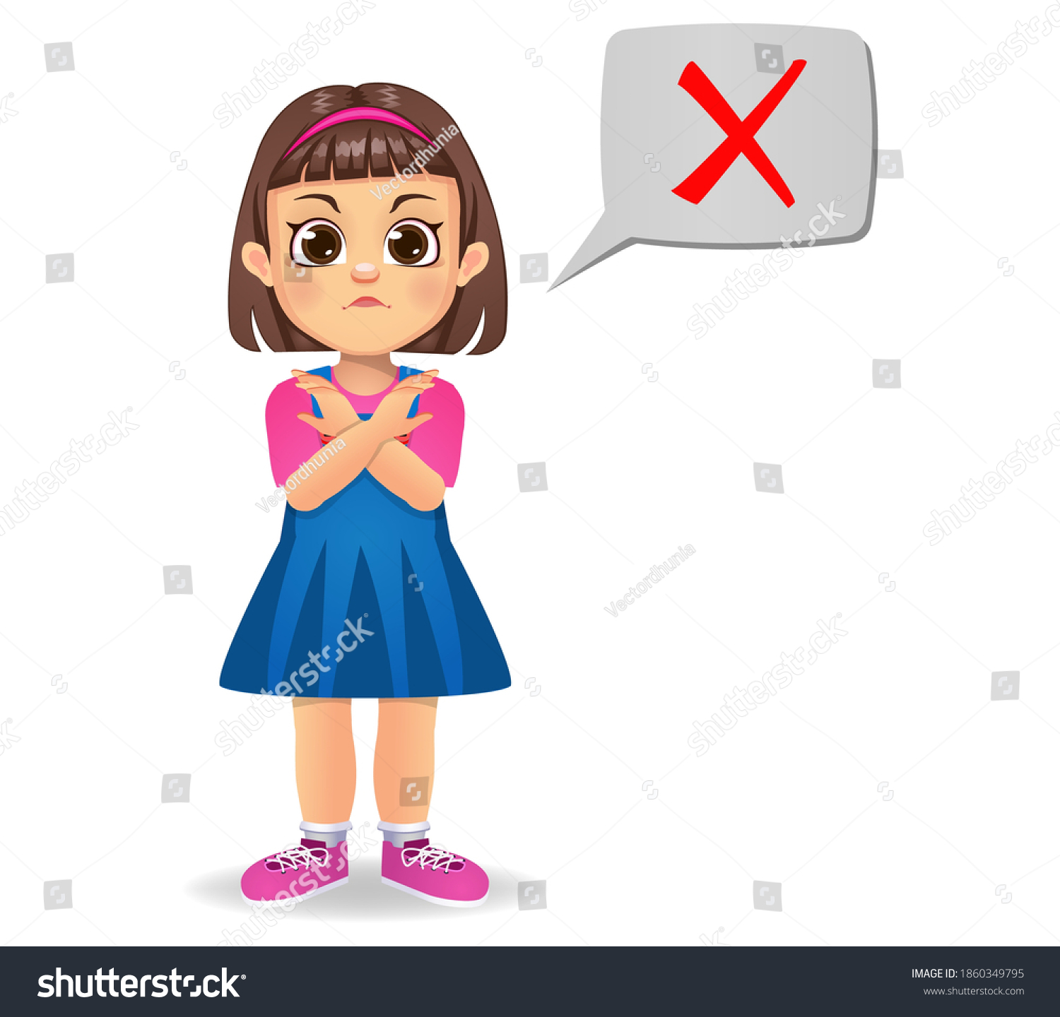 Cute Girl Saying Wrong Vector Stock Vector (Royalty Free) 1860349795