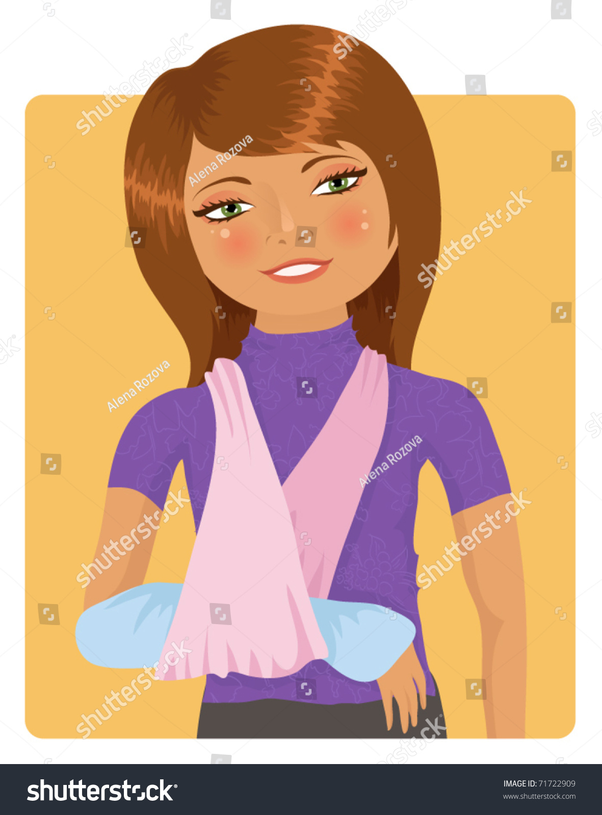 Cute Girl Broken Arm: vector de stock (libre de regalías) 71722909