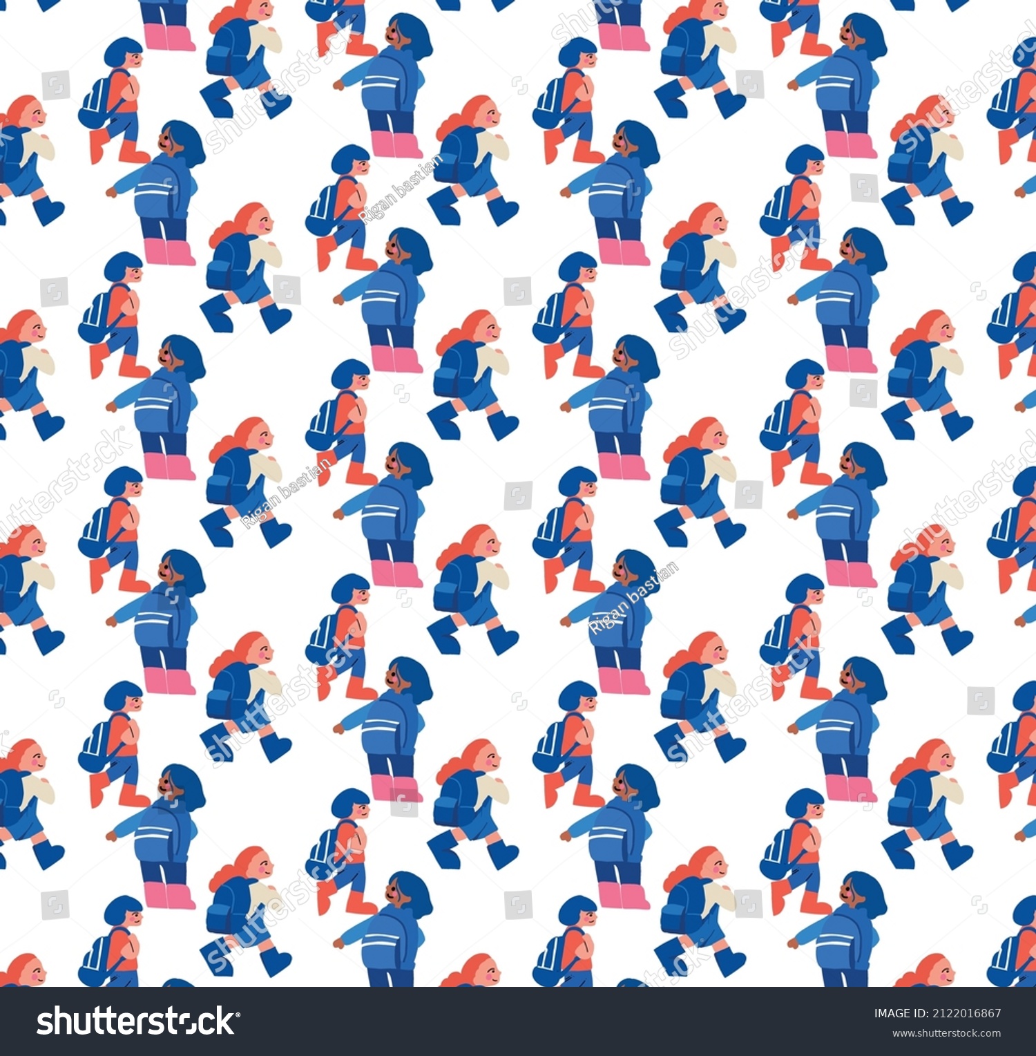 Cute Girls Back School Pattern Template Stock Vector (Royalty Free ...