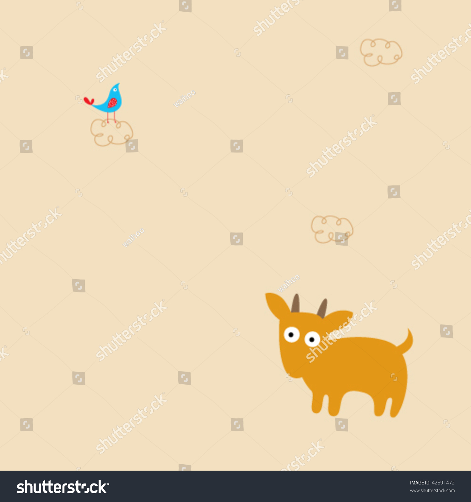 Cute Goat Card Stock Vector (Royalty Free) 42591472 | Shutterstock