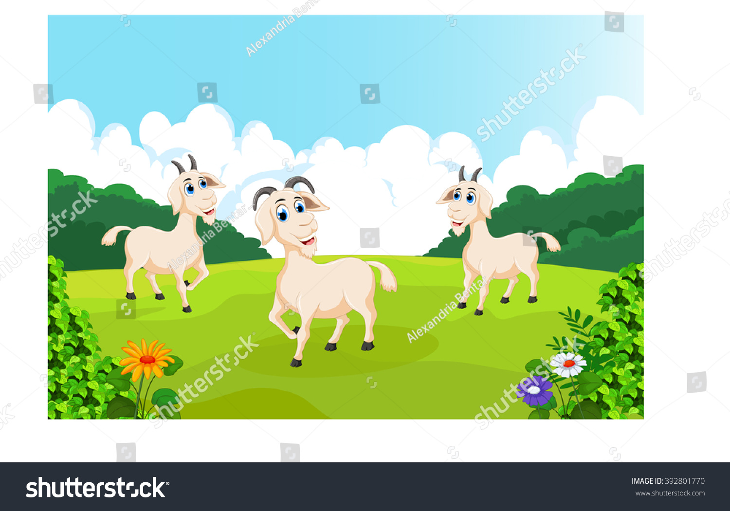 Cute Goat Cartoon Stock Vector (Royalty Free) 392801770