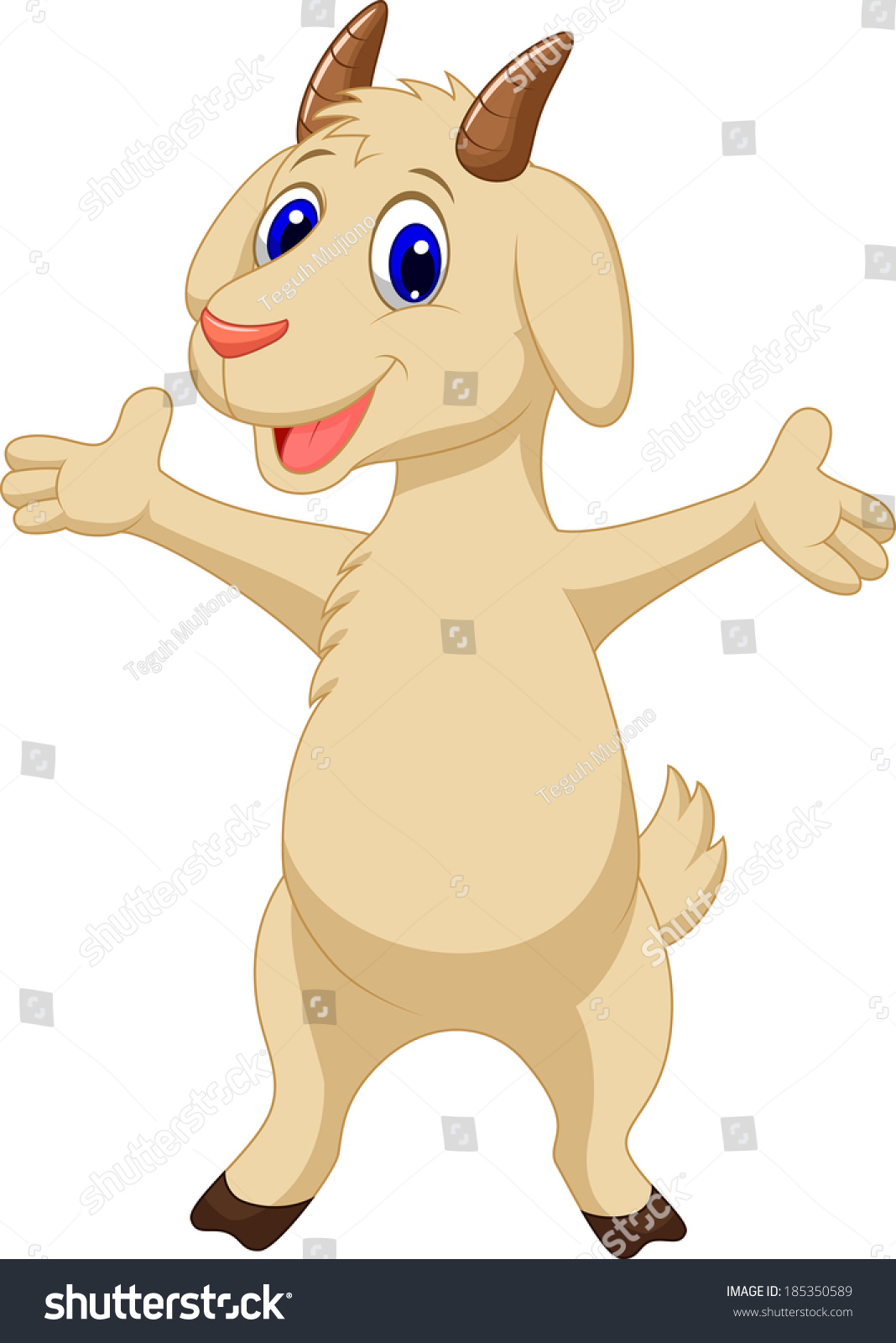Cute Goat Cartoon Posing Stock Vector (Royalty Free) 185350589 ...