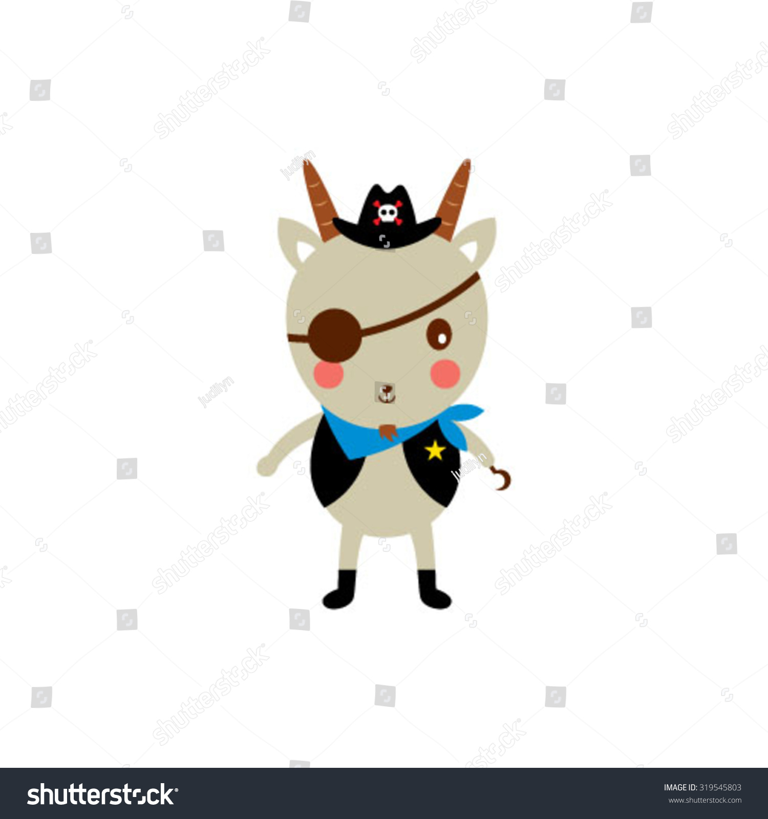 Cute Goat Pirate Vector Stock Vector (Royalty Free) 319545803