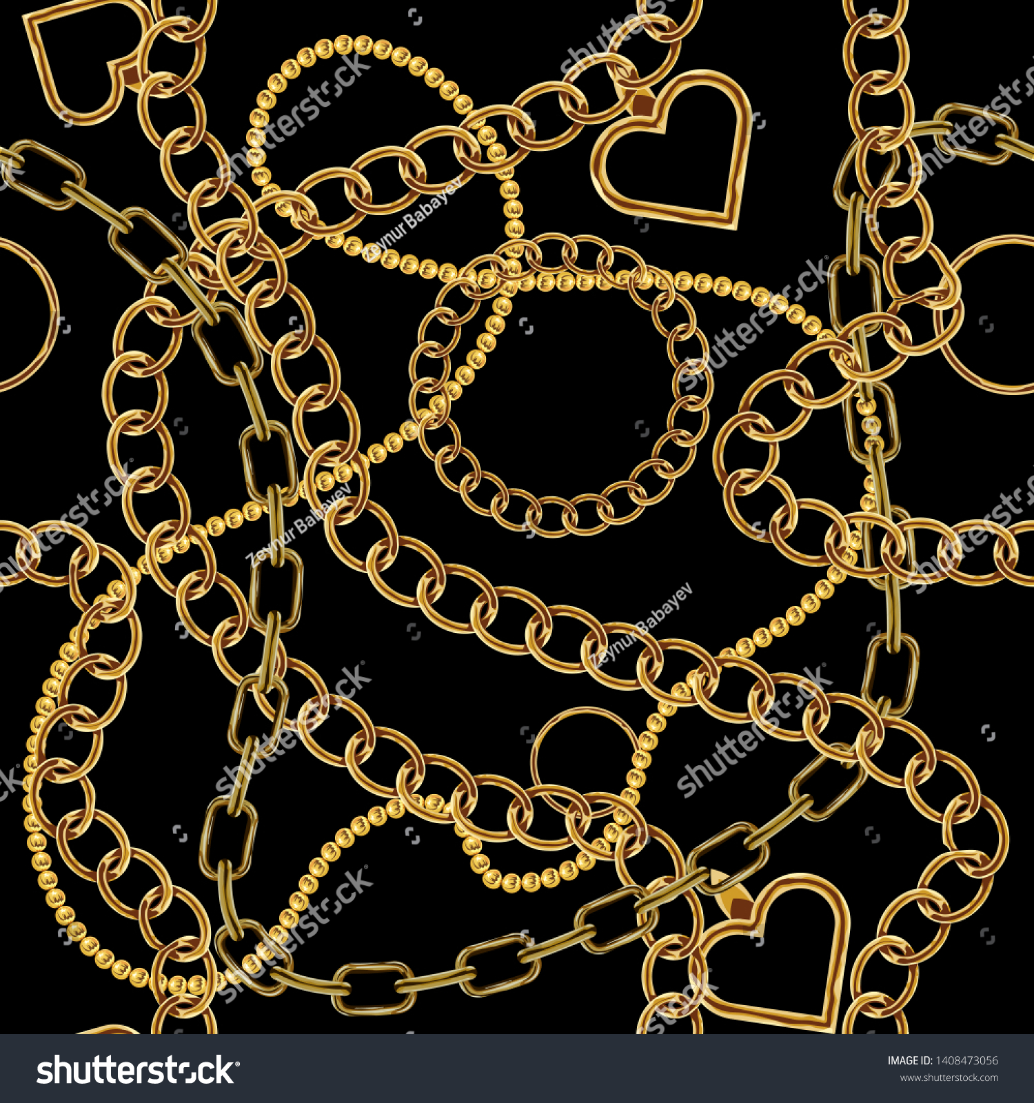 Cute Gold Chain Texture Seamless Flat Stock Vector (Royalty Free ...