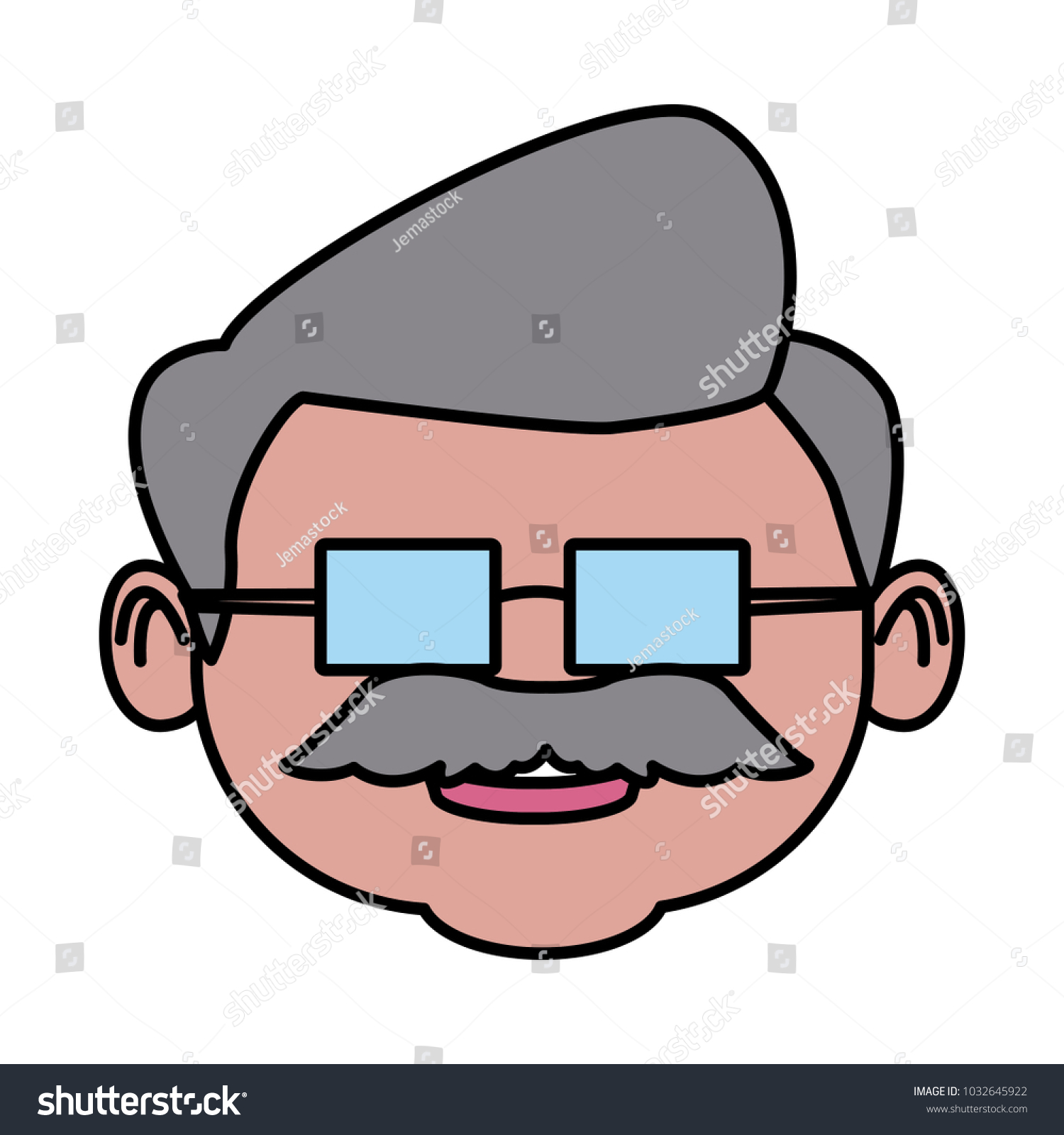 Cute Grandfather Glasses Cartoon Vector De Stock Libre De Regalías