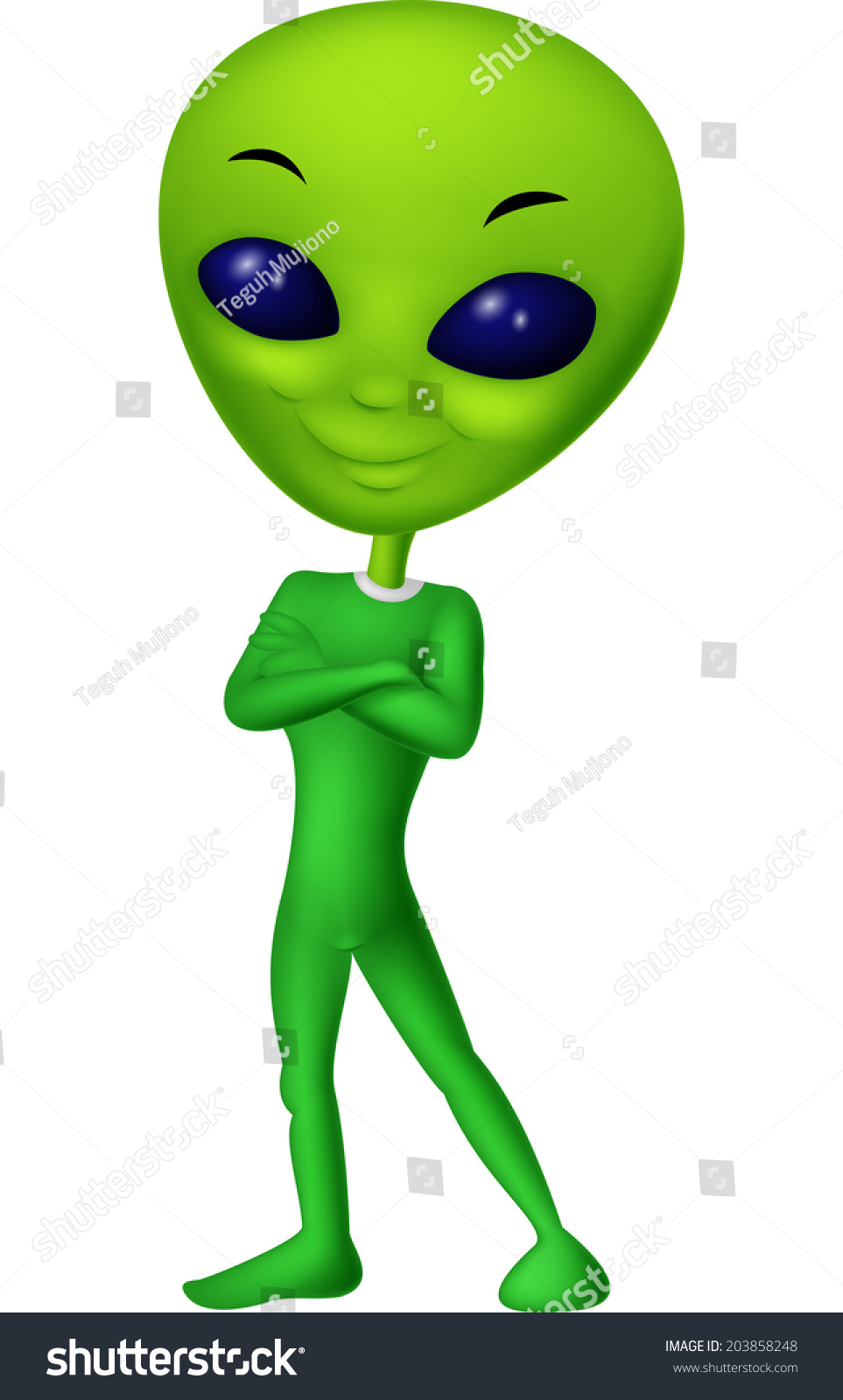 Cute Green Alien Cartoon Stock Vector (Royalty Free) 203858248 ...