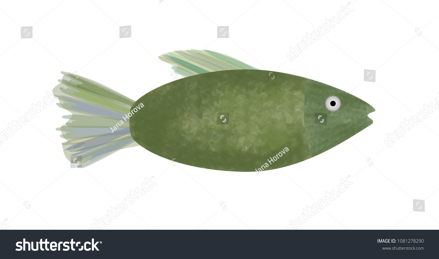 Cute Green Fish Stock Vector (Royalty Free) 1081278290