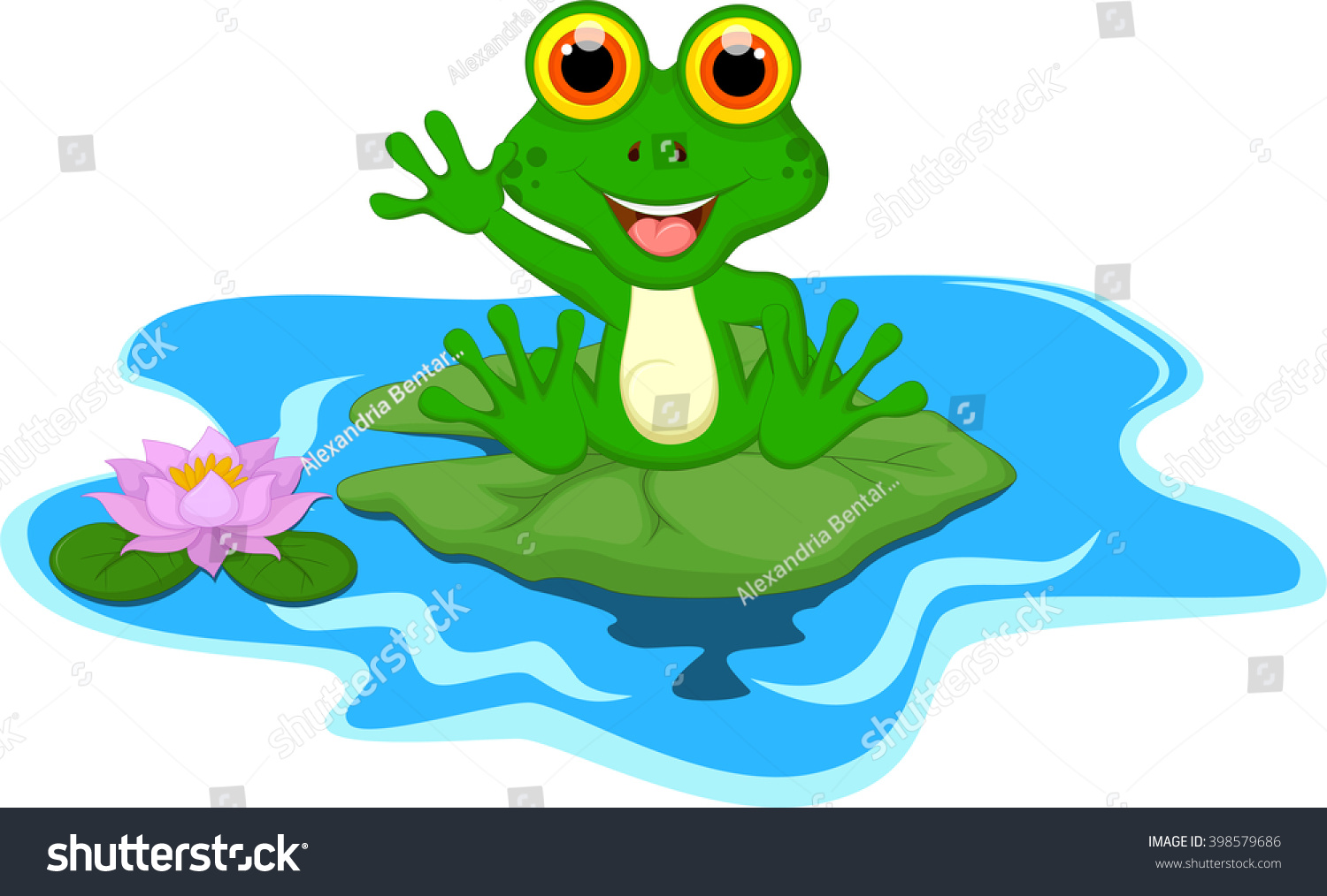 Cute Green Frog Cartoon Stock Vector (Royalty Free) 398579686