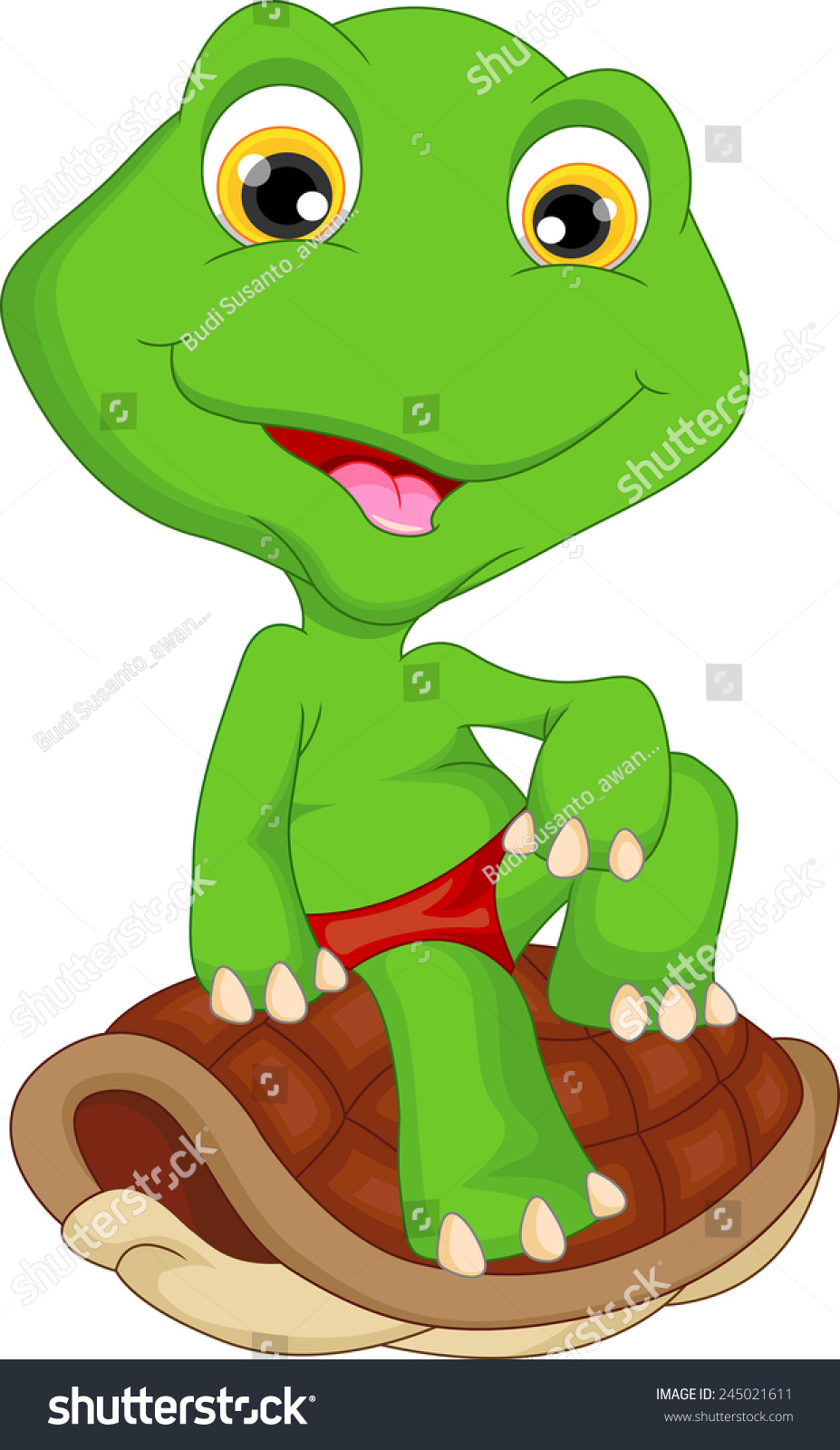 Cute Green Turtle Cartoon Stock Vector (Royalty Free) 245021611 ...