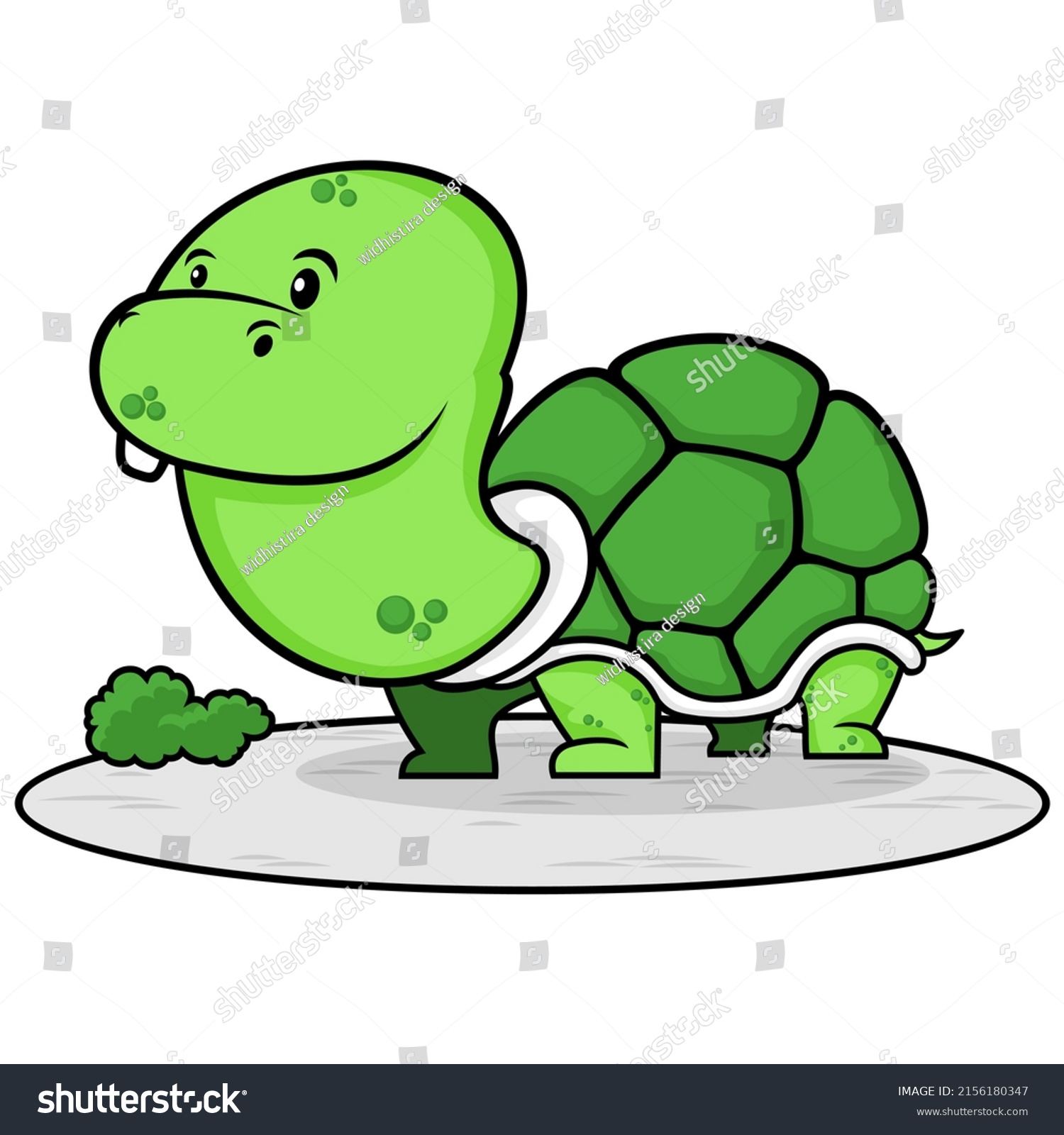 Cute Green Turtle Cartoon Vector Stock Vector (Royalty Free) 2156180347 ...