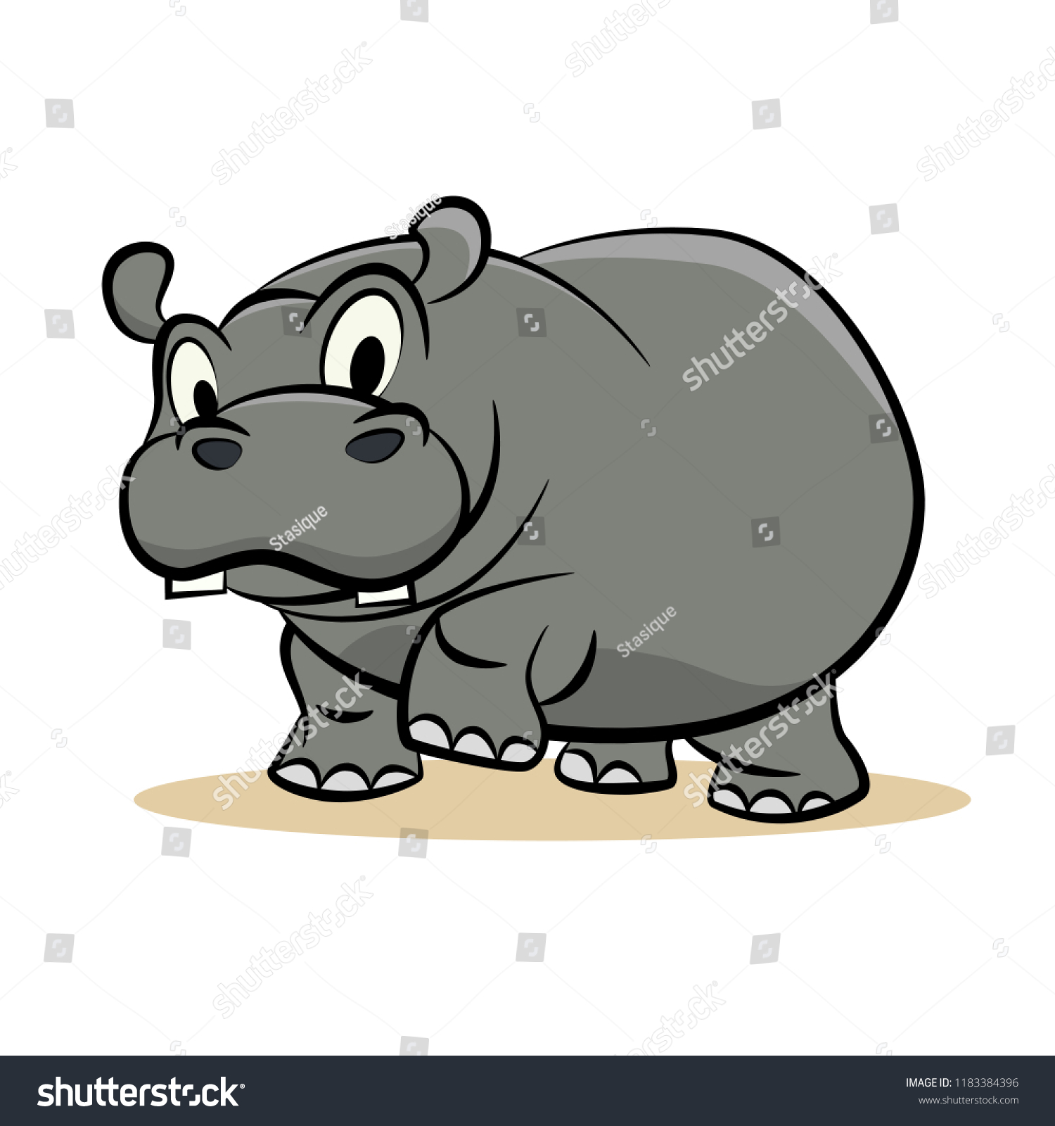Cute Grey Hippo Vector Illustration Stock Vector (Royalty Free ...