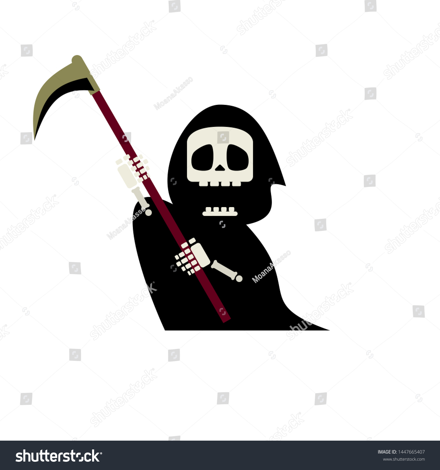 Cute Grim Reaper Illustration 02 Stock Vector (Royalty Free) 1447665407