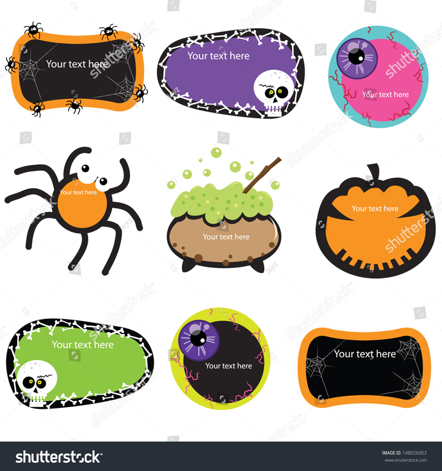 Cute Halloween Banners Design Elements Stock Vector (Royalty Free ...