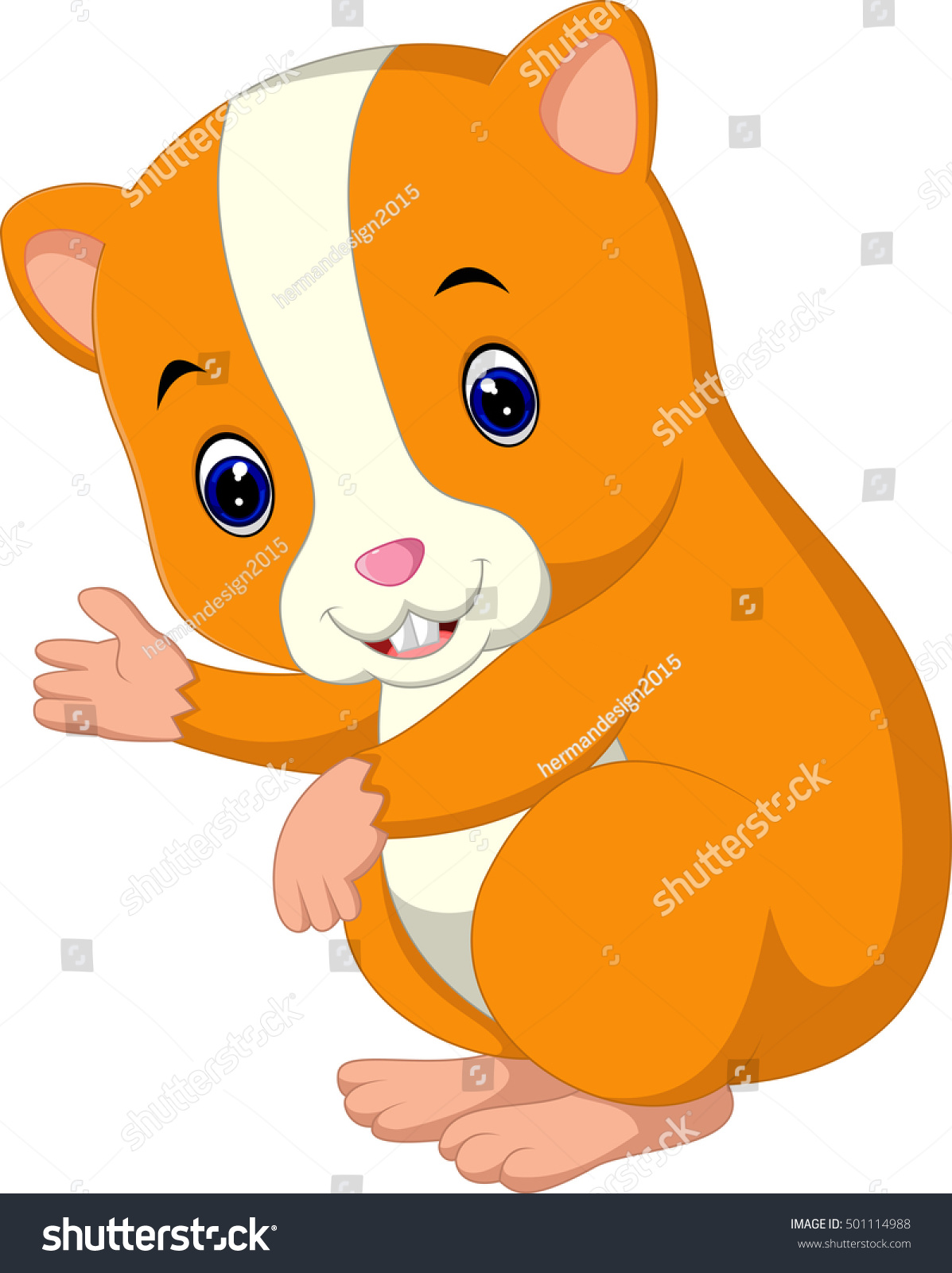 Cute Hamster Waving Hand: vector de stock (libre de regalías) 501114988 ...
