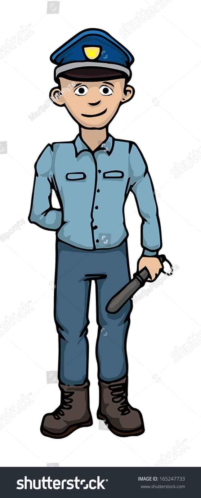 Cute Hand Draw Professional Policeman Vector: vector de stock (libre de ...