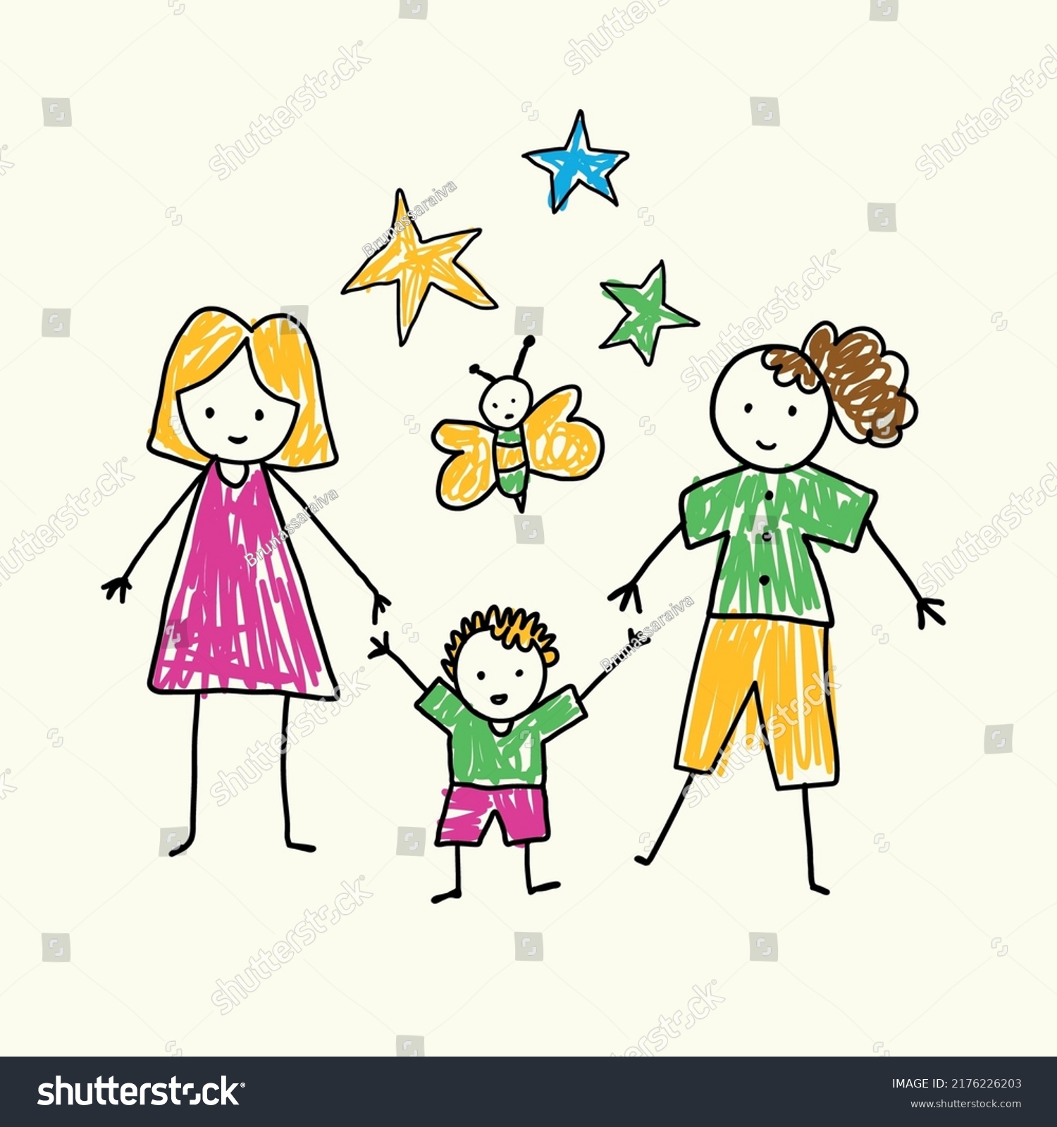 Cute Handdrawn Childs Drawing Vector Stock Vector (Royalty Free ...