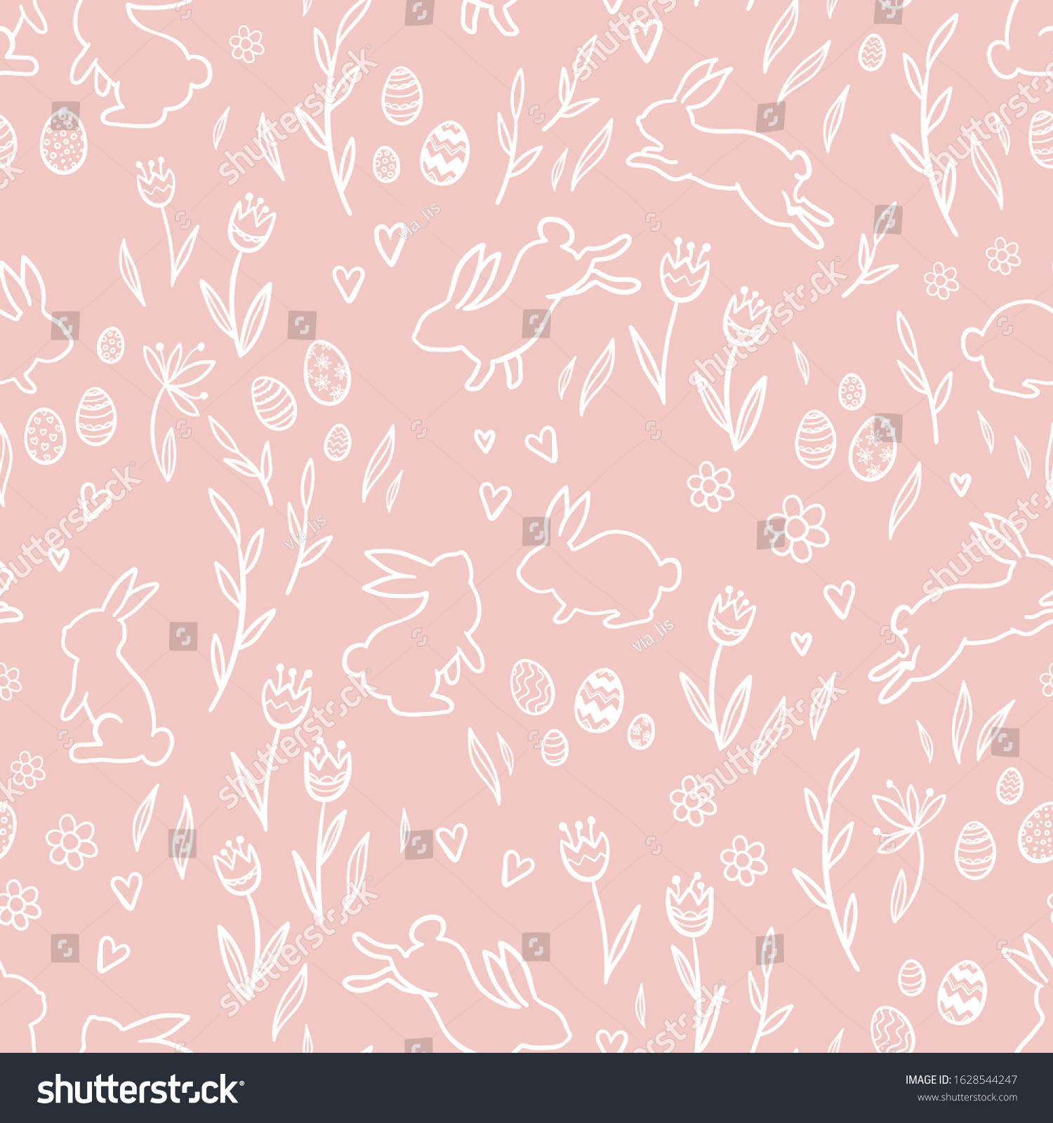 Cute Hand Drawn Easter Seamless Pattern Stock Vector (Royalty Free ...