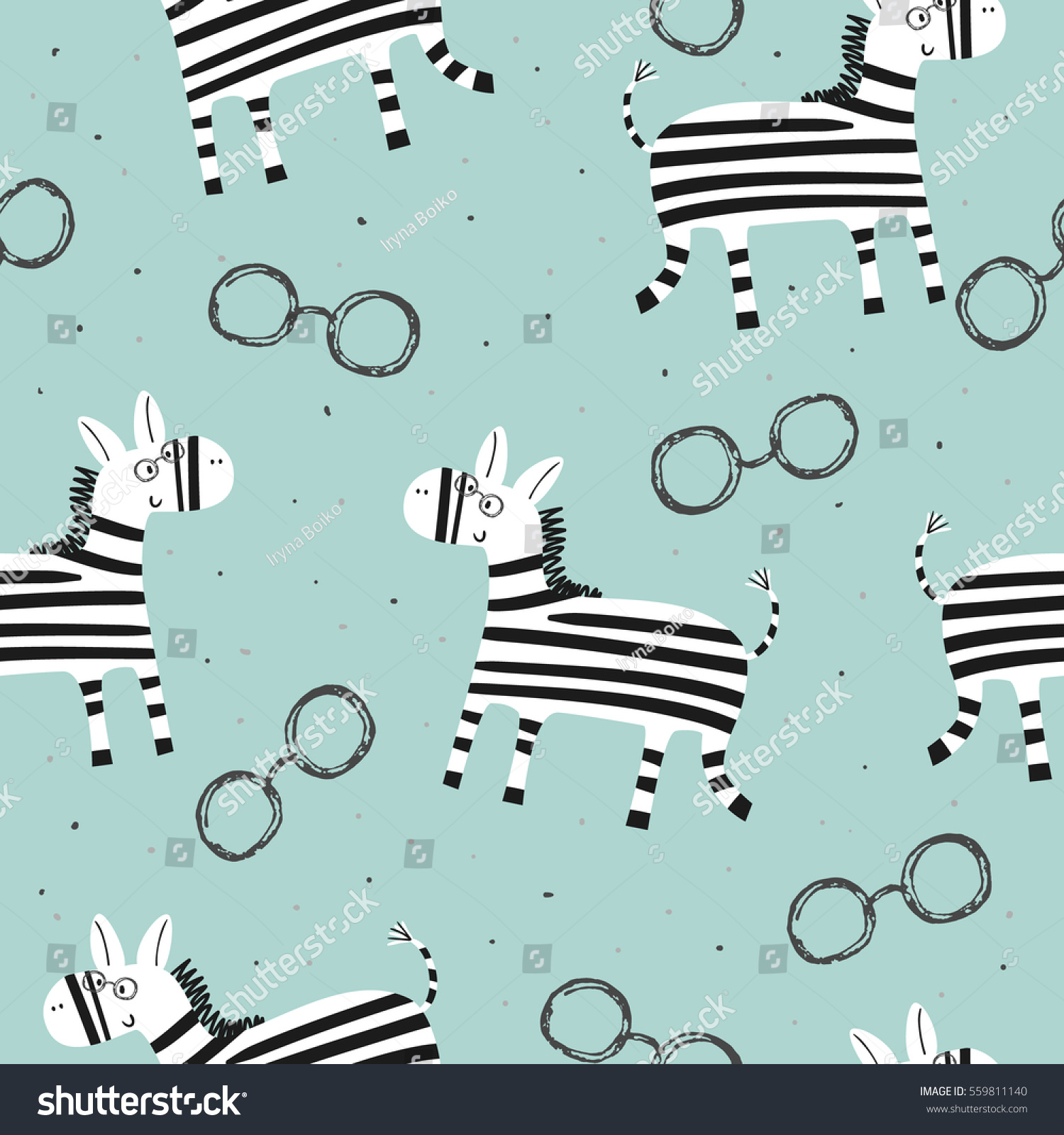 Cute Hand Drawn Funny Zebra Seamless Stock Vector (Royalty Free ...