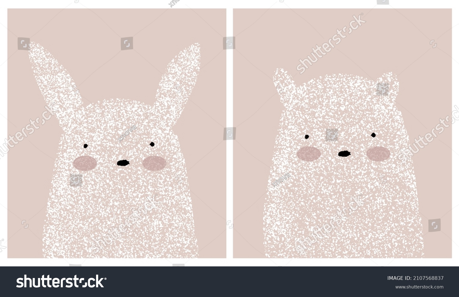 Cute Hand Drawn White Rabbit Teddy Stock Vector (Royalty Free ...
