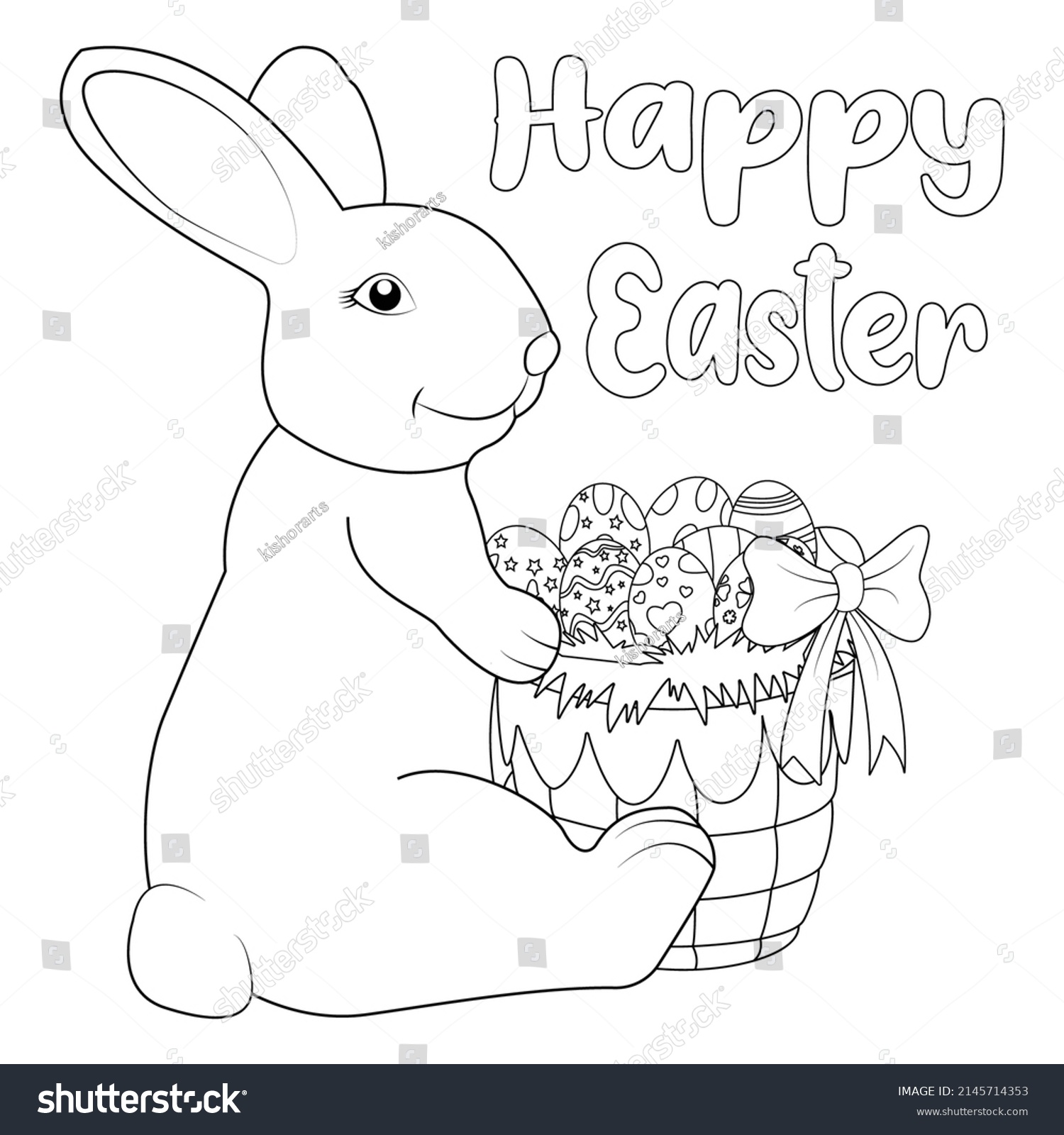 Cute Happy Easter Coloring Pages Stock Vector (Royalty Free) 2145714353 ...