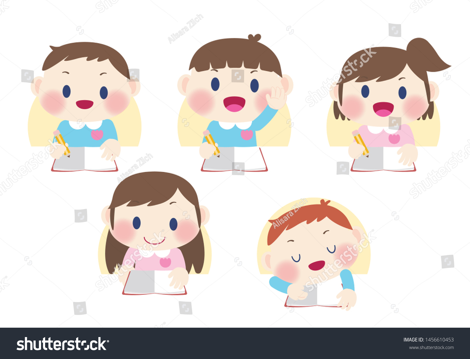 Cute Happy Elementary Student Back School Stock Vector (Royalty Free ...