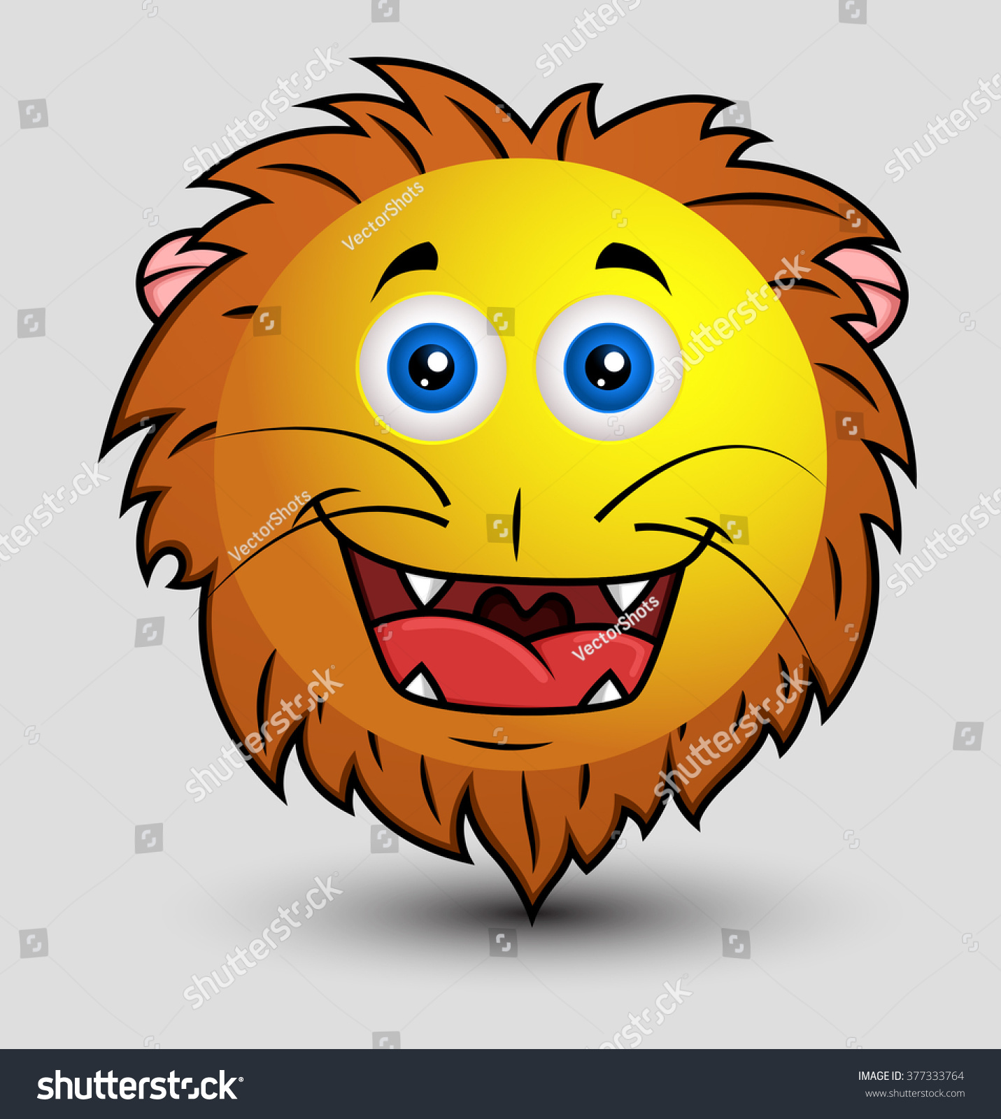 Cute Happy Lion Smiley: vector de stock (libre de regalías) 377333764 ...