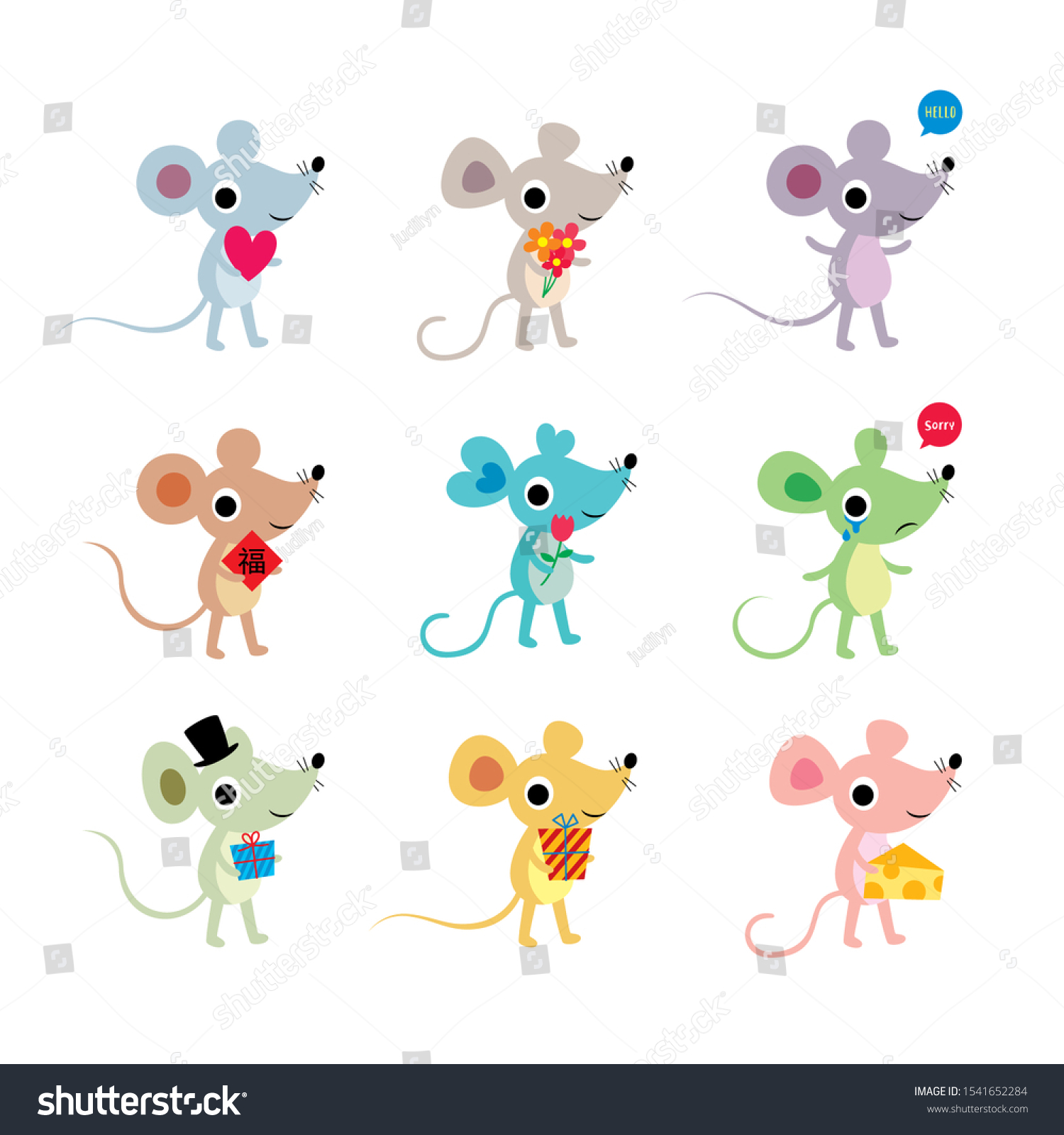 Cute Happy Mouse Rat Cartoon Vector Stock Vector (Royalty Free ...